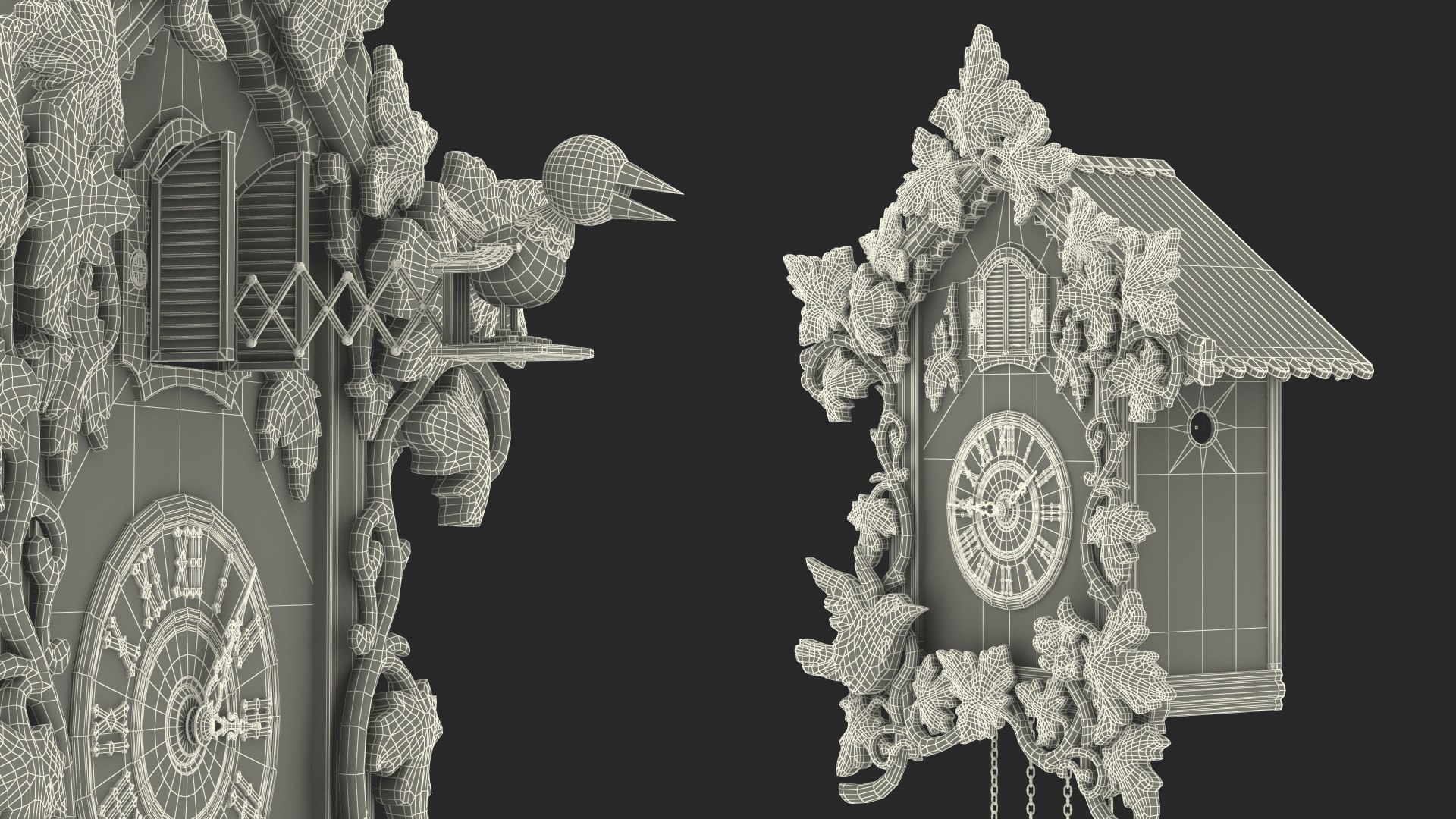 3D model Colored Wooden Cuckoo Clock Rigged - TurboSquid 1902404