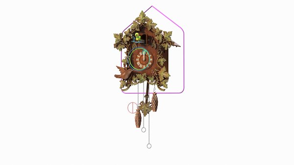 3D model Colored Wooden Cuckoo Clock Rigged - TurboSquid 1902404