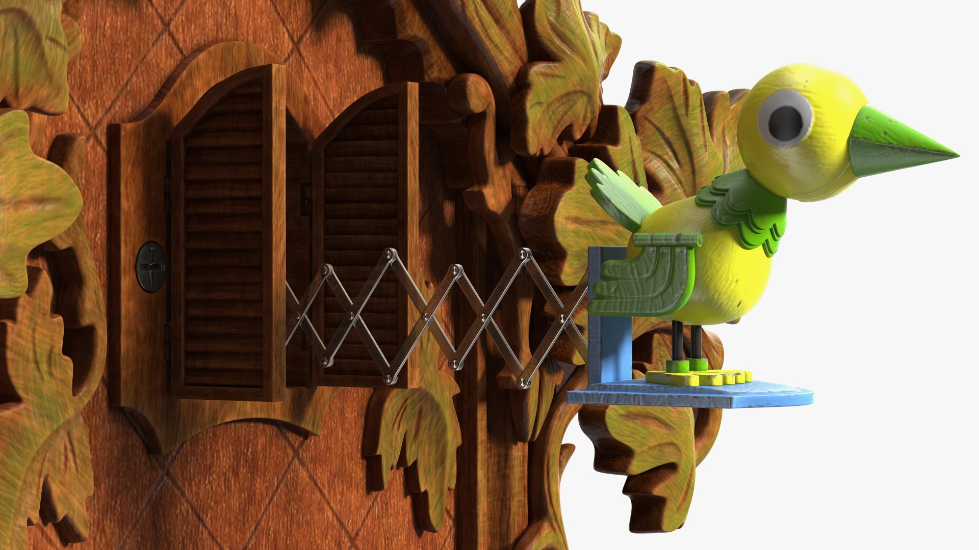 3D Model Colored Wooden Cuckoo Clock Rigged - TurboSquid 1902404