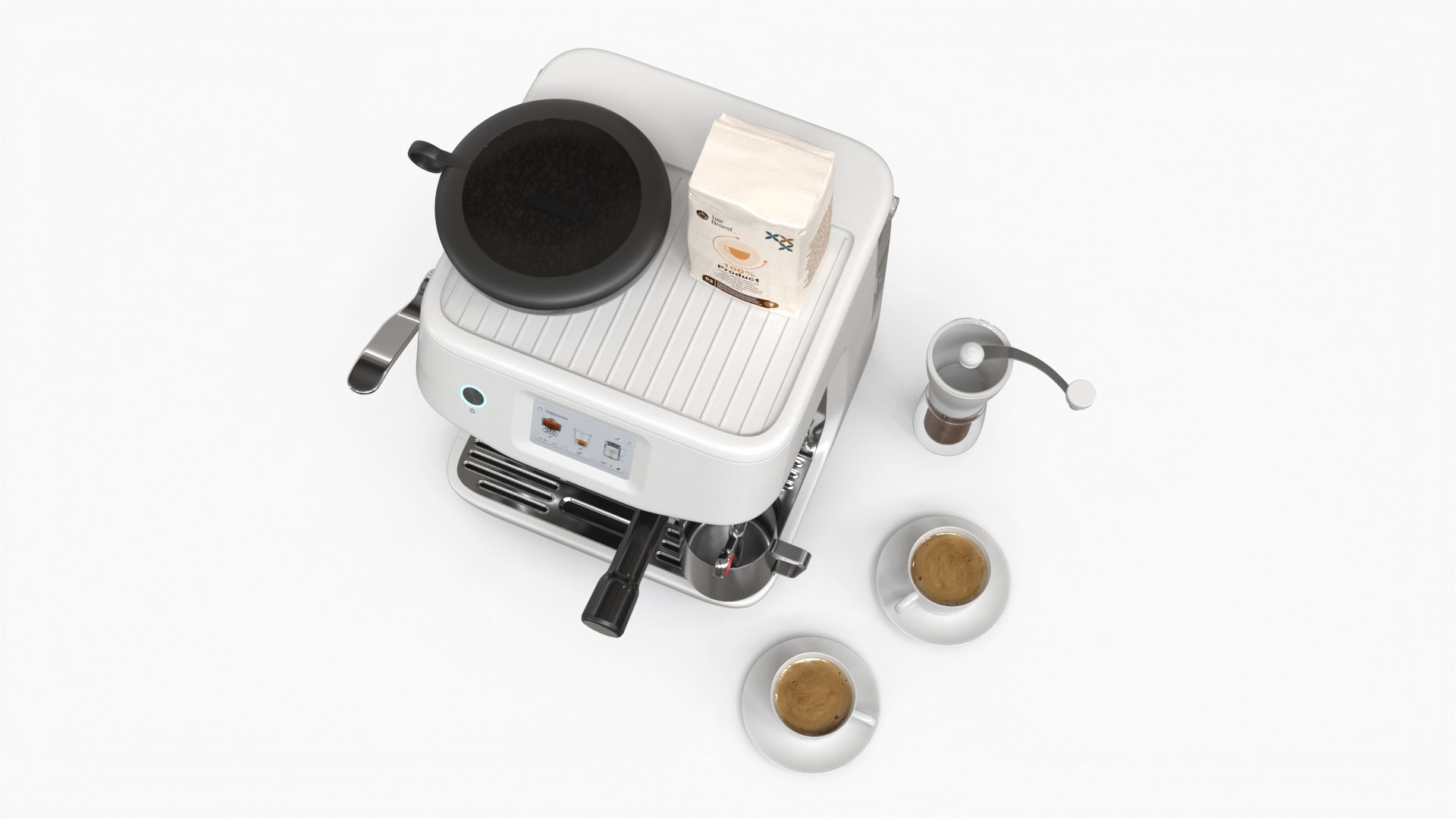 3D Espresso Brewing Set With Coffee Machine - TurboSquid 2302585