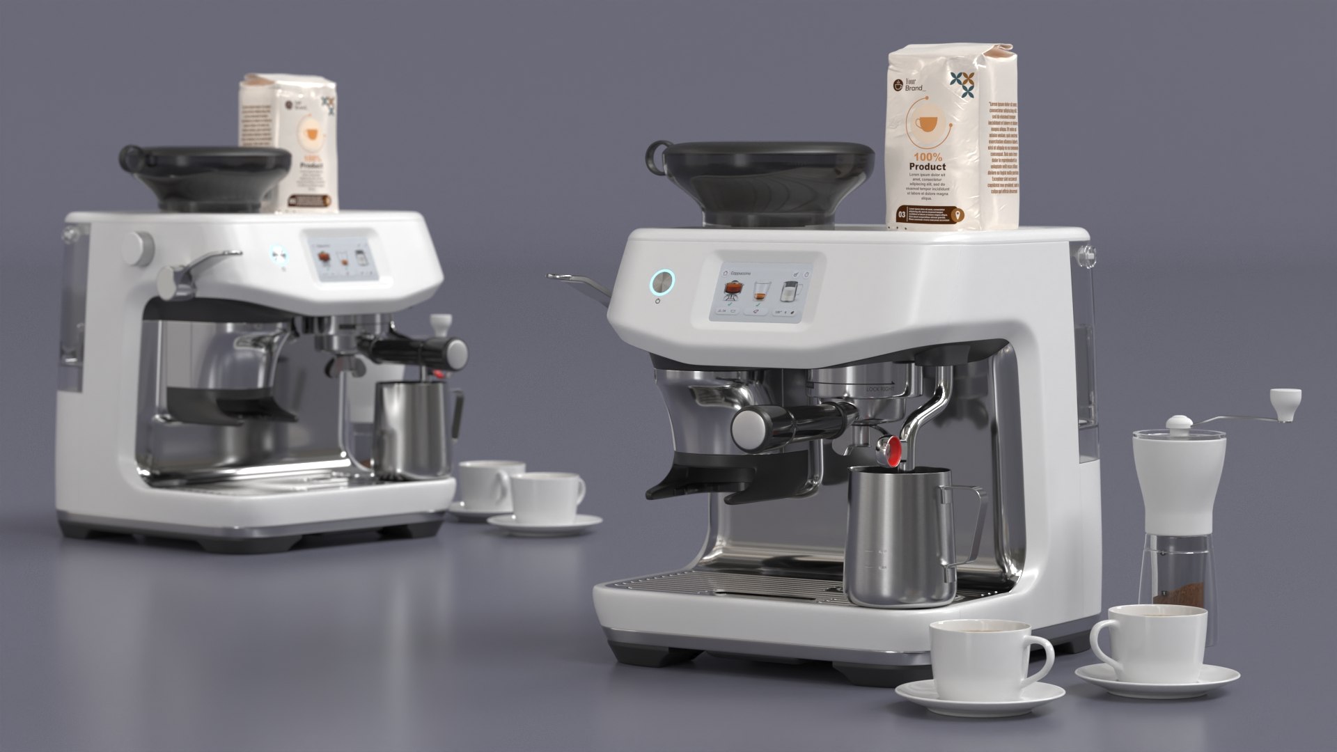 3D Espresso Brewing Set With Coffee Machine - TurboSquid 2302585