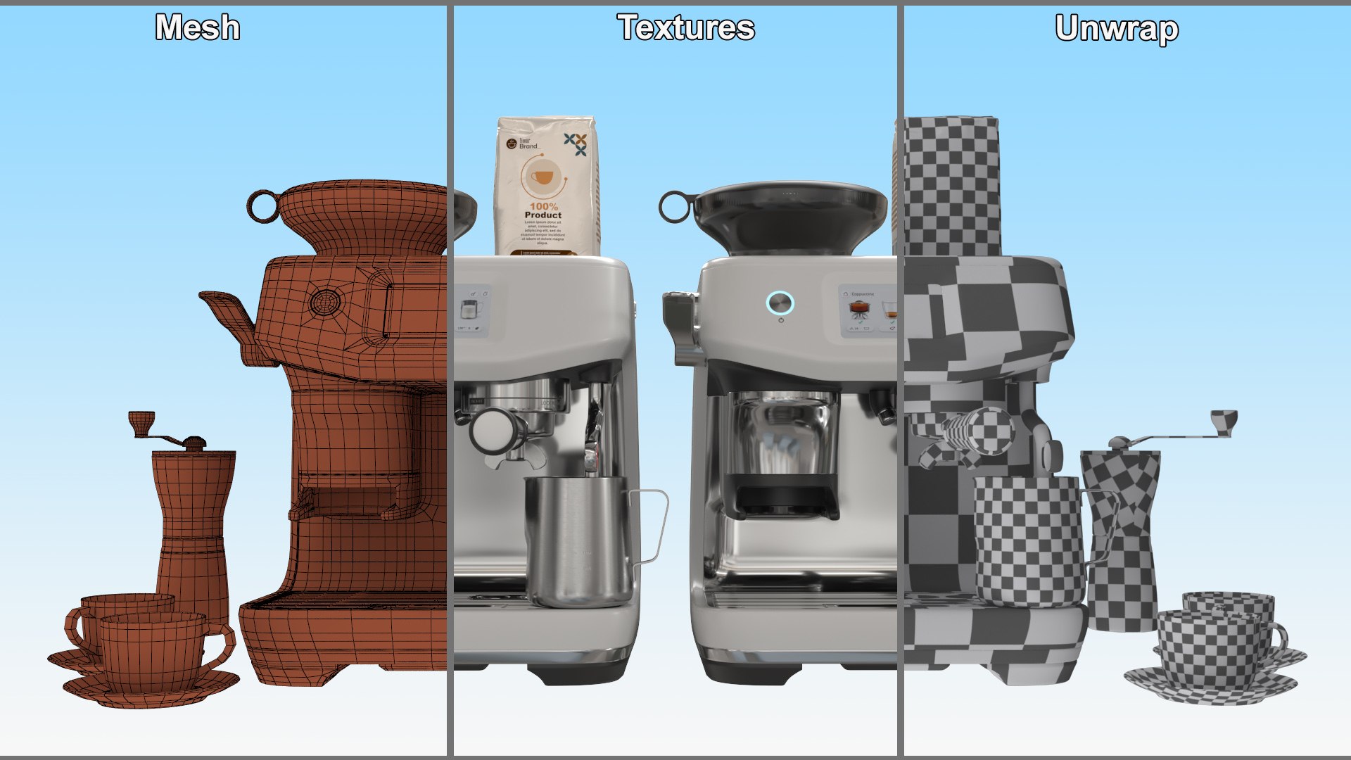 3D Espresso Brewing Set With Coffee Machine - TurboSquid 2302585