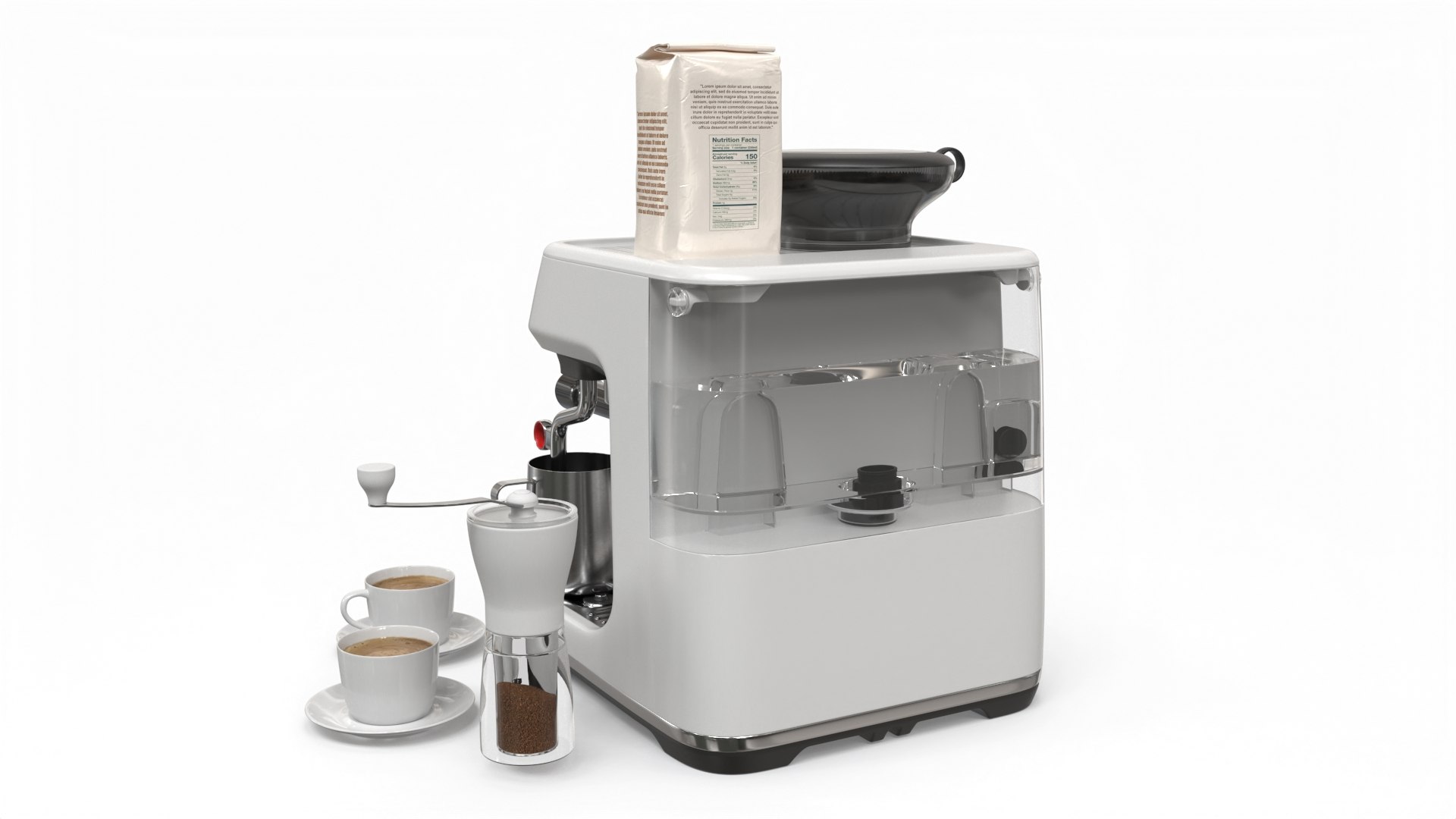 3D Espresso Brewing Set With Coffee Machine - TurboSquid 2302585
