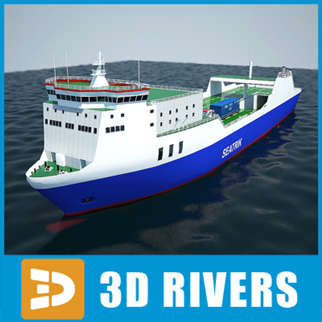 3d model ro-ro container ship cargo