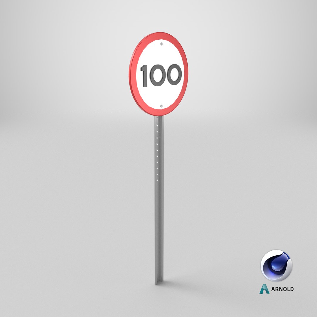 3D Speed Limit Road Sign 100 - TurboSquid 2220564