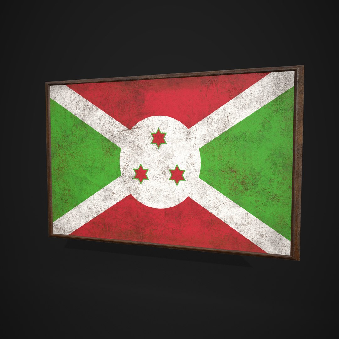 3D Old Picture Frame With Burundi Flag - Game Ready PBR Low-poly 3D ...