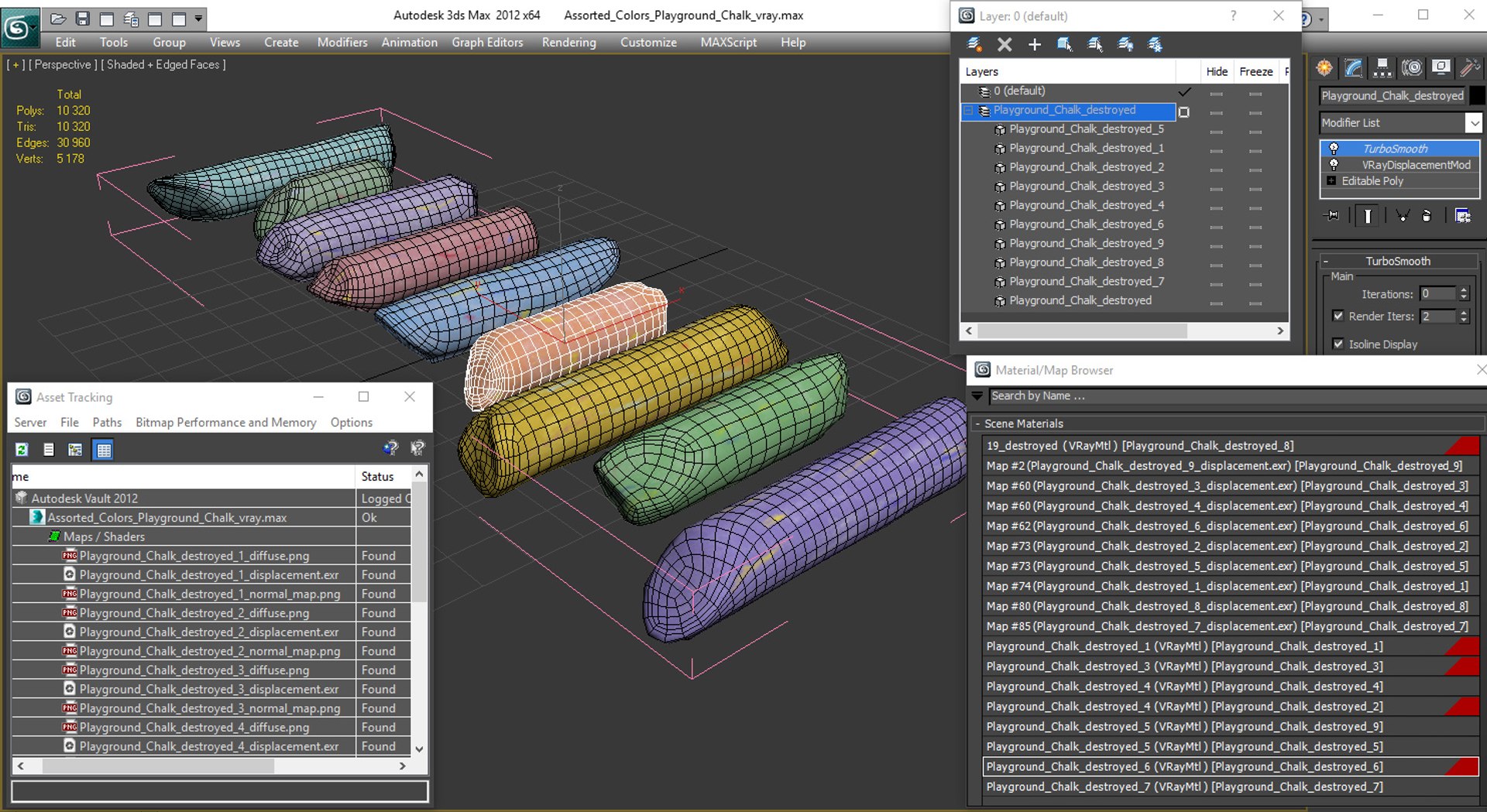 3D Assorted Colors Playground Chalk - TurboSquid 1388221