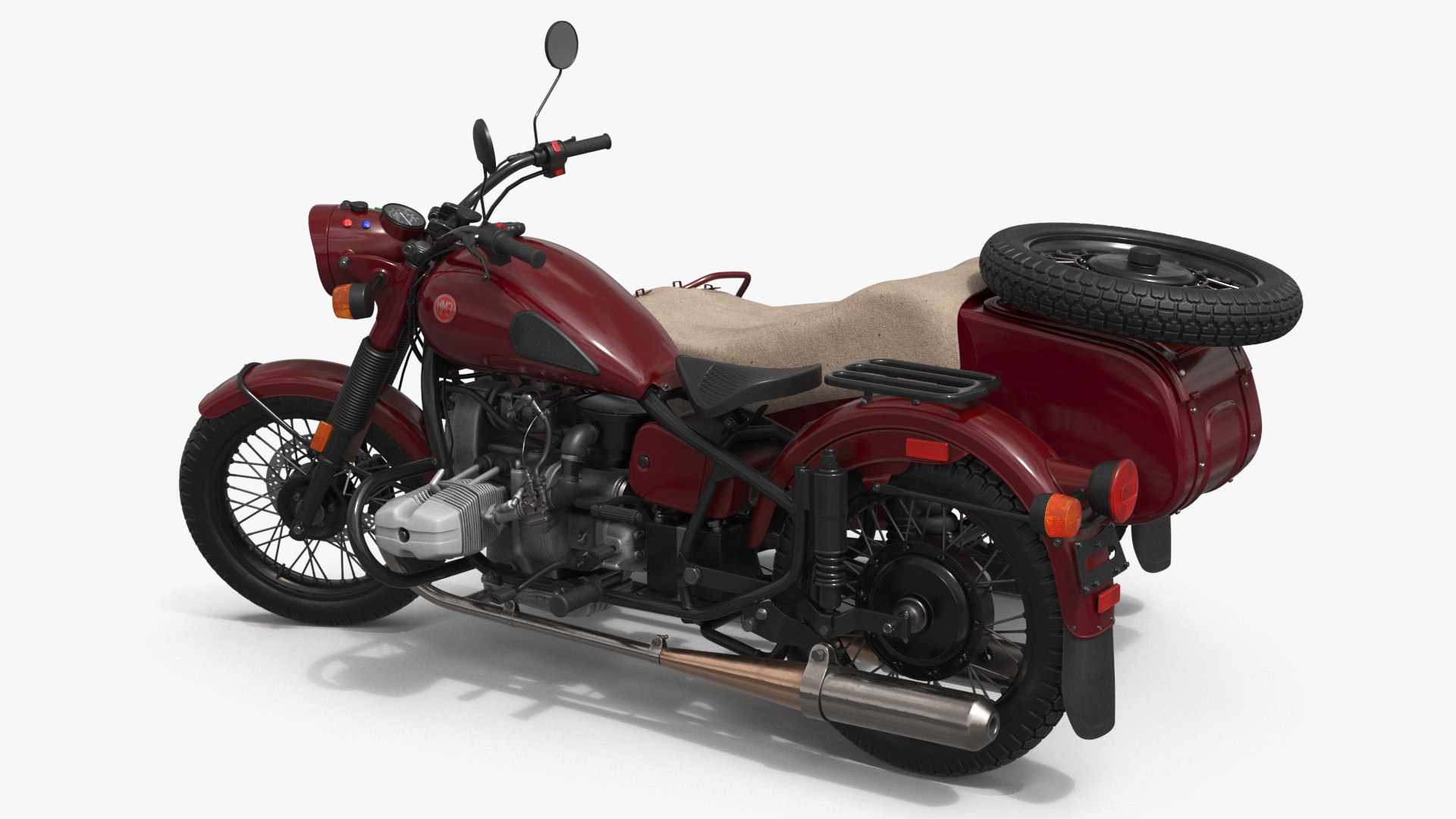 3D Retro Motorcycle Ural M70 With Cradle Maroon Color Rigged ...