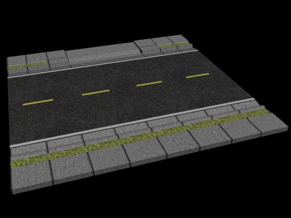 free obj model road street cities intersection