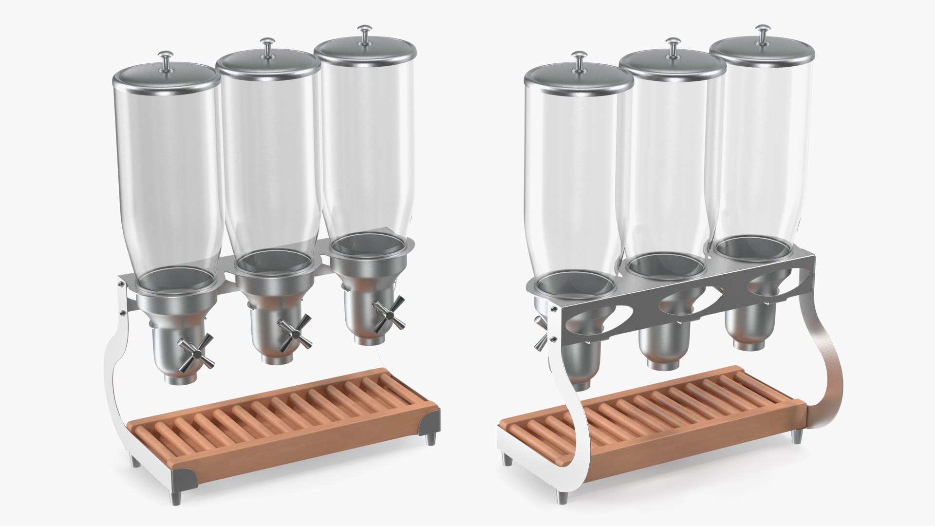 Triple Food Dispensers For Kitchen Wooden Base 3D Model - TurboSquid ...
