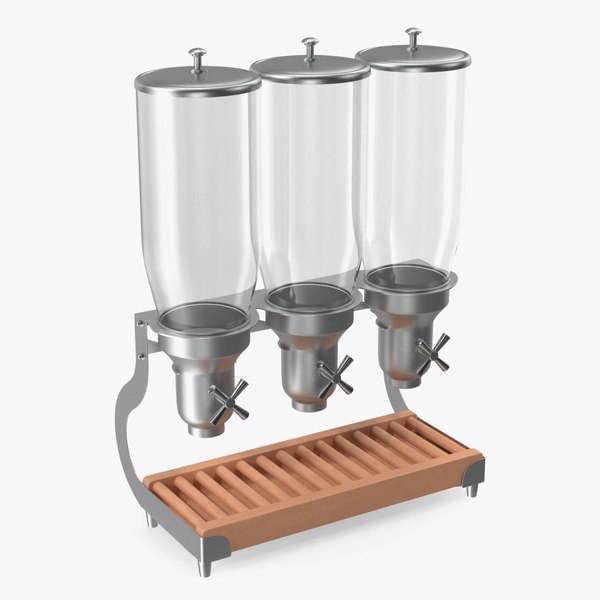 Triple Food Dispensers For Kitchen Wooden Base 3D model - TurboSquid ...