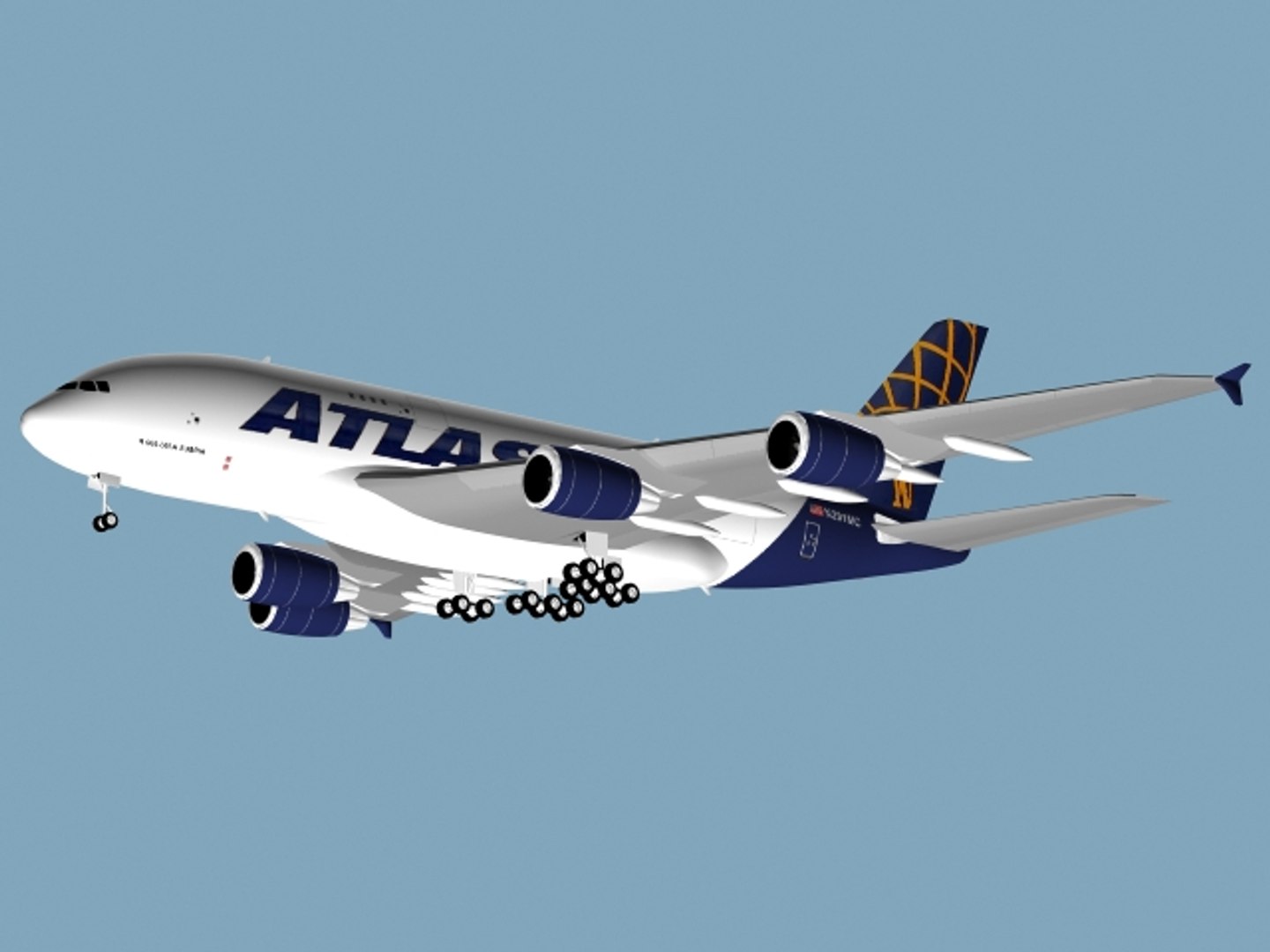 lightwave airbus a380-800 f atlas