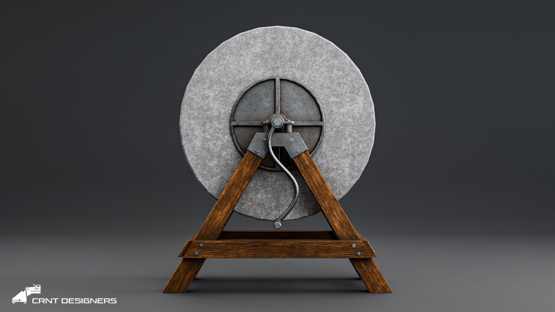 3D Model Medieval Grindstone - Vintage Grinding Wheel Lowpoly 3D Model ...