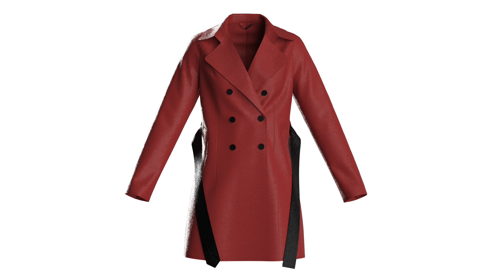 3D Female Raglan Leather Trench Coat Model - TurboSquid 2175587