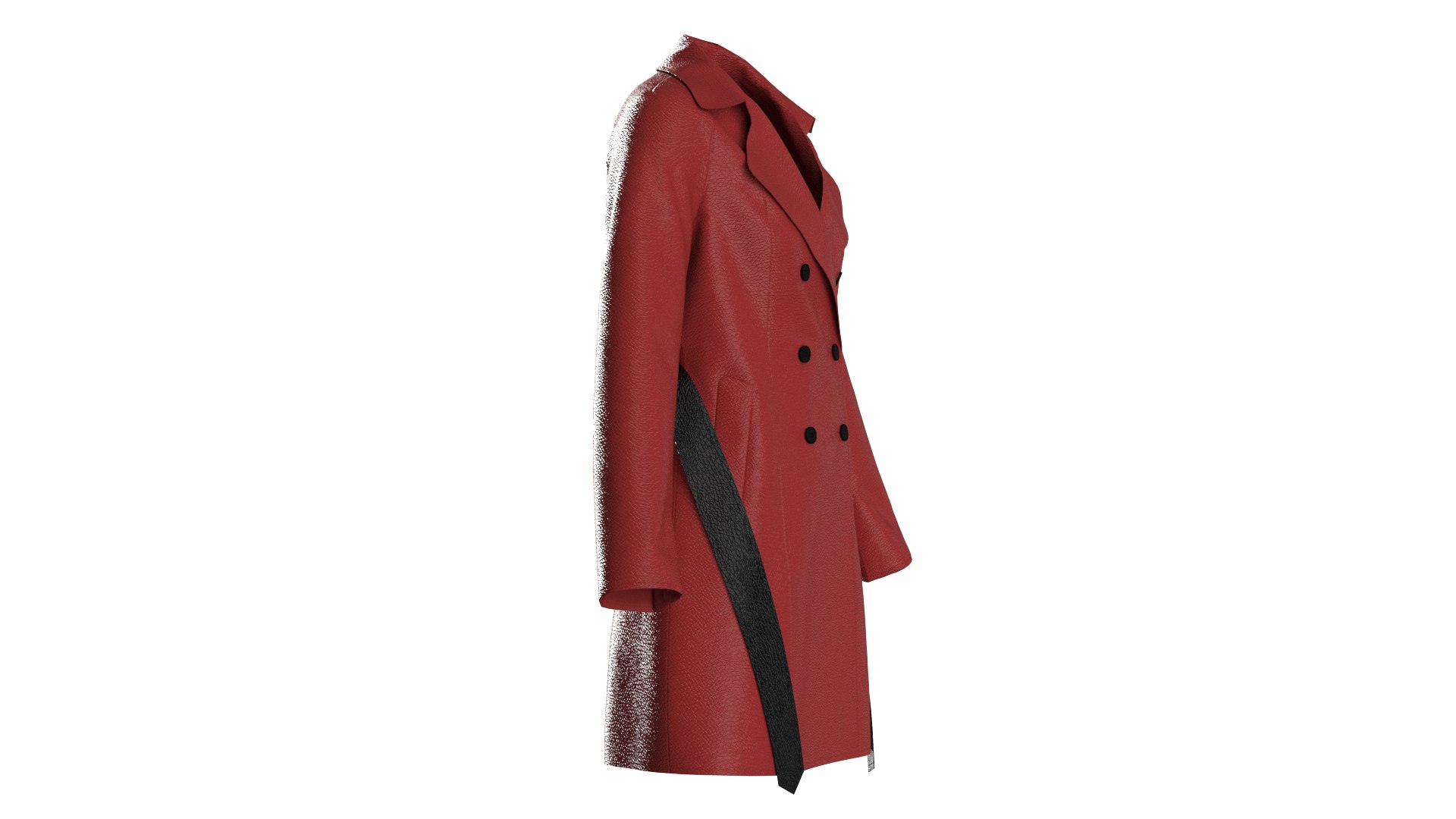 3D Female Raglan Leather Trench Coat Model - TurboSquid 2175587