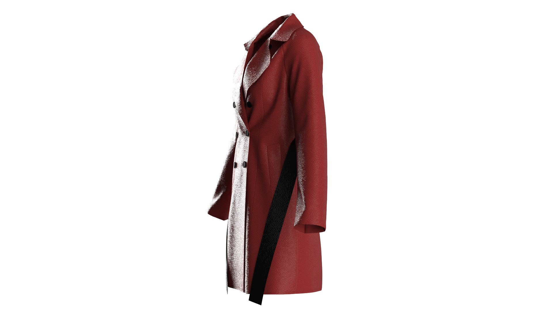 3D Female Raglan Leather Trench Coat Model - TurboSquid 2175587
