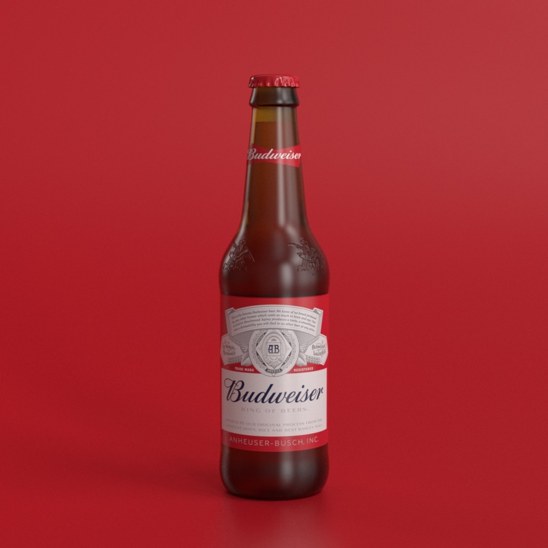 3D Budweiser Beer Bottle - TurboSquid 1414312