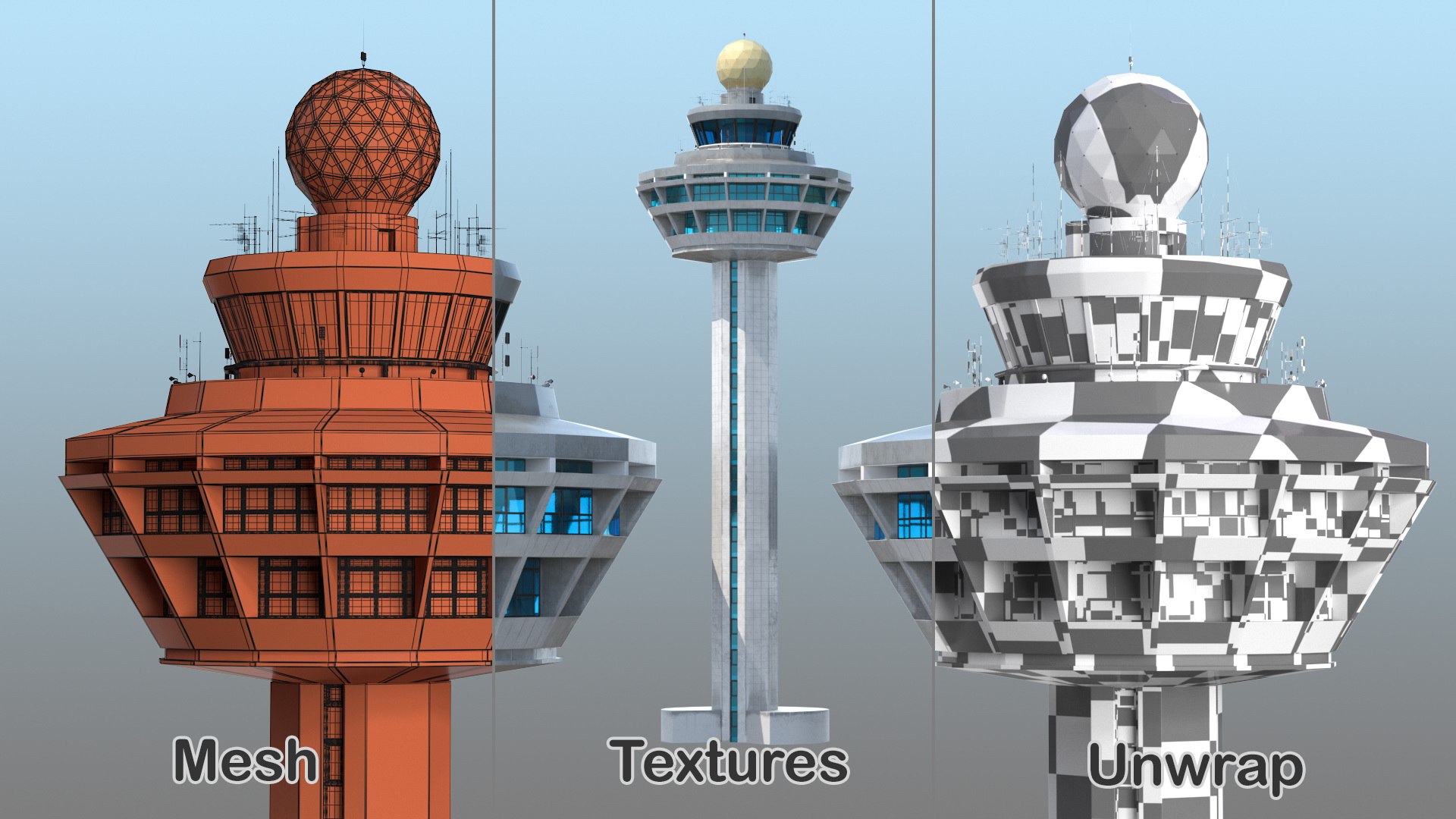 Changi airport control tower 3D model - TurboSquid 1518210
