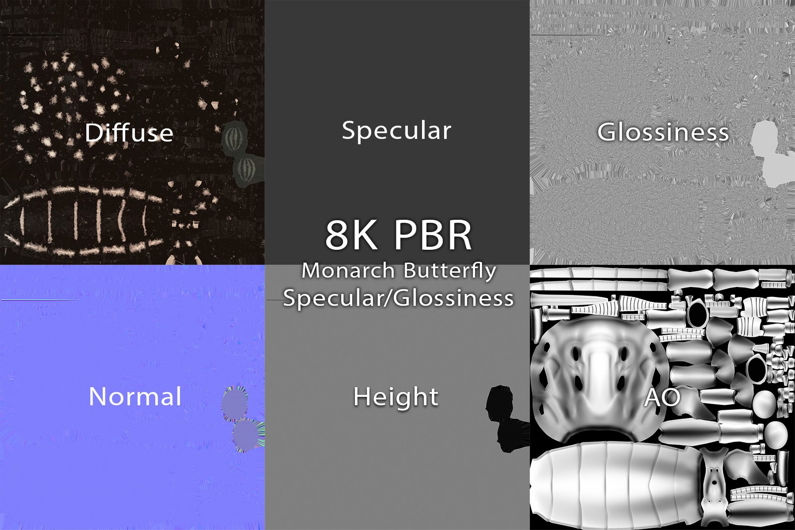 3D Monarch Butterfly Rigged 8K PBR Textures - TurboSquid 2122892