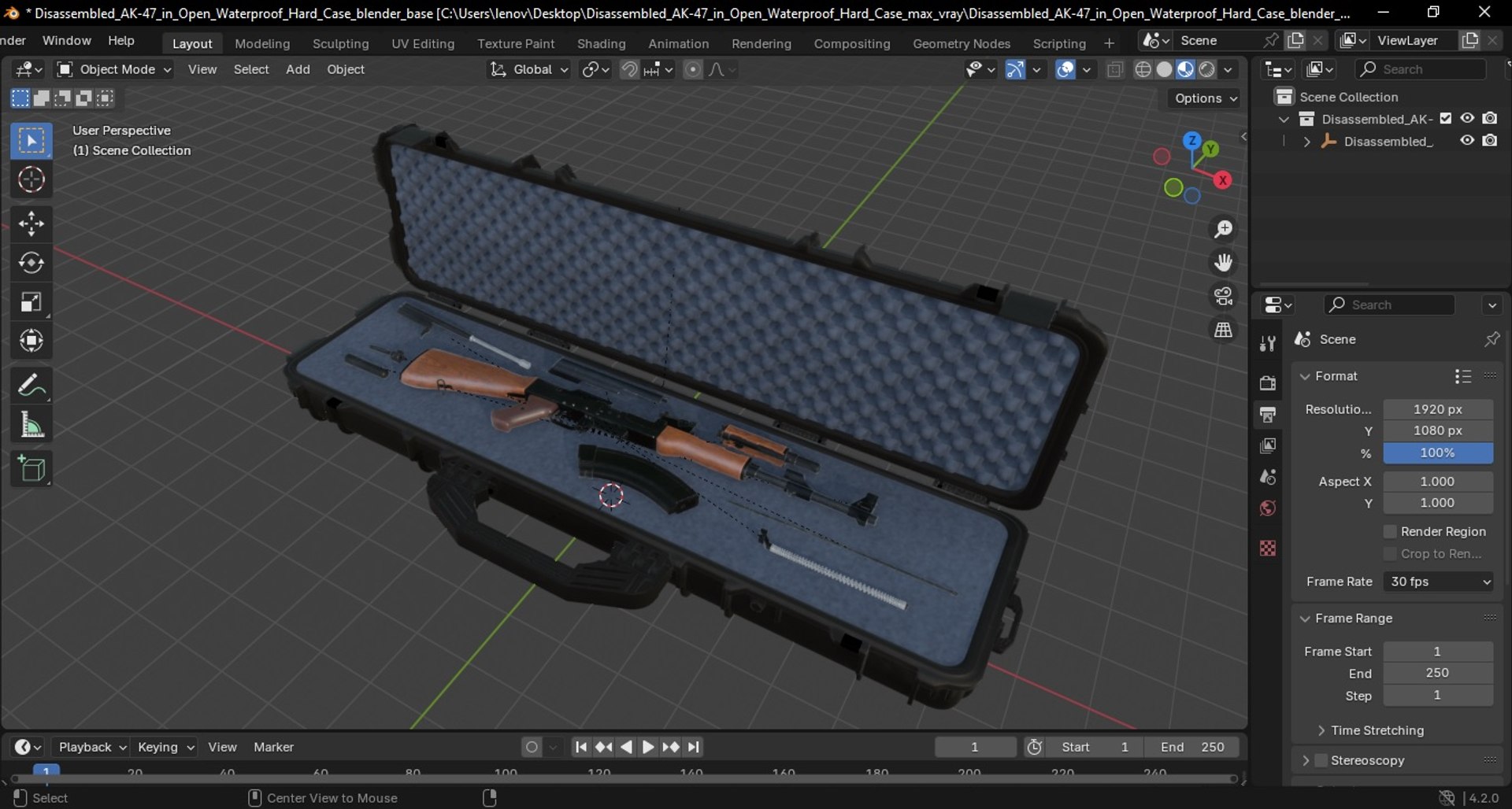 Disassembled AK 47 In Open Waterproof Hard Case 3D Model - TurboSquid ...