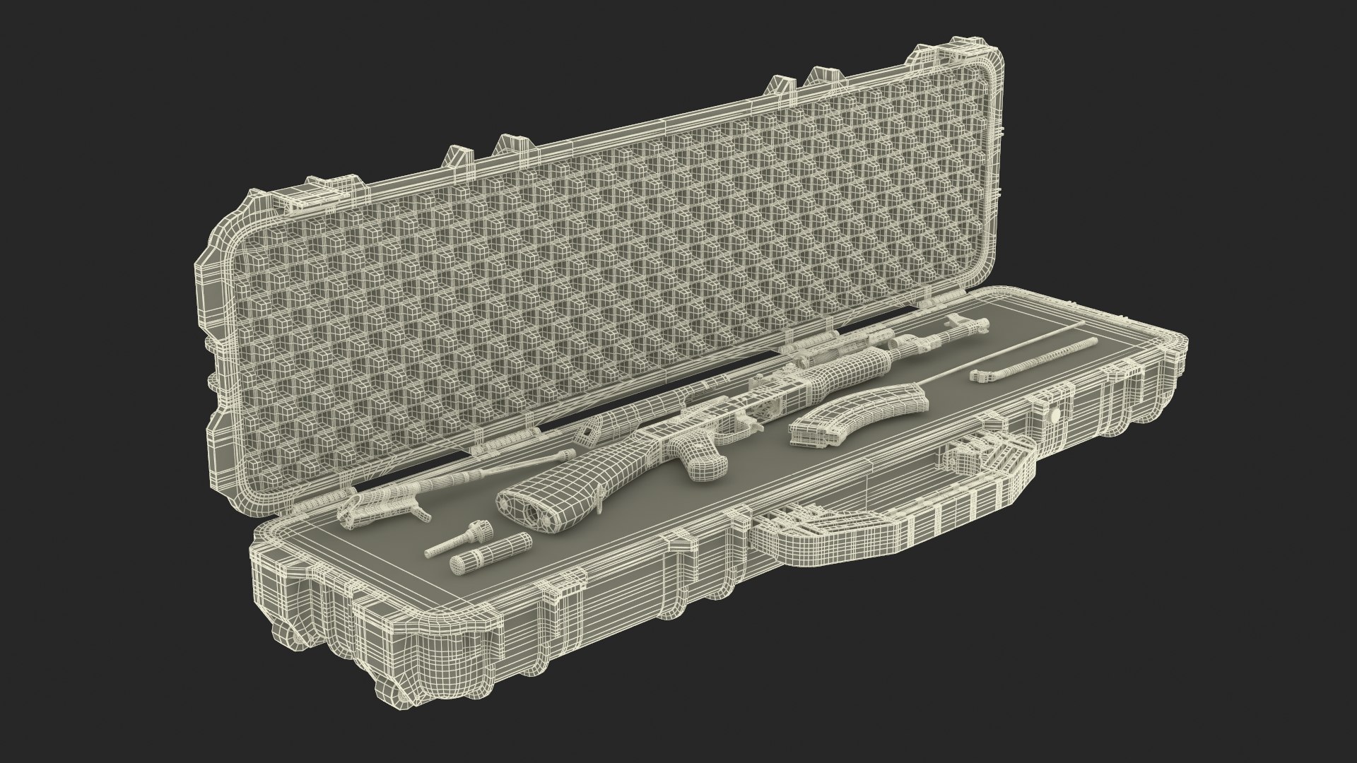 Disassembled AK 47 In Open Waterproof Hard Case 3D Model - TurboSquid ...