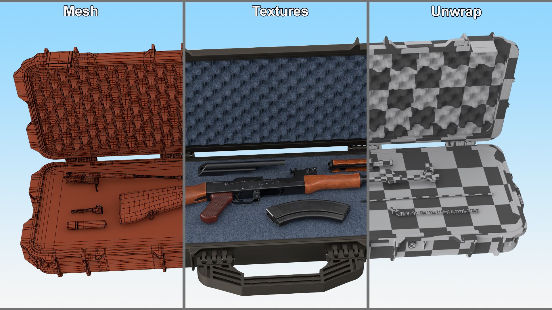Disassembled AK 47 In Open Waterproof Hard Case 3D Model - TurboSquid ...