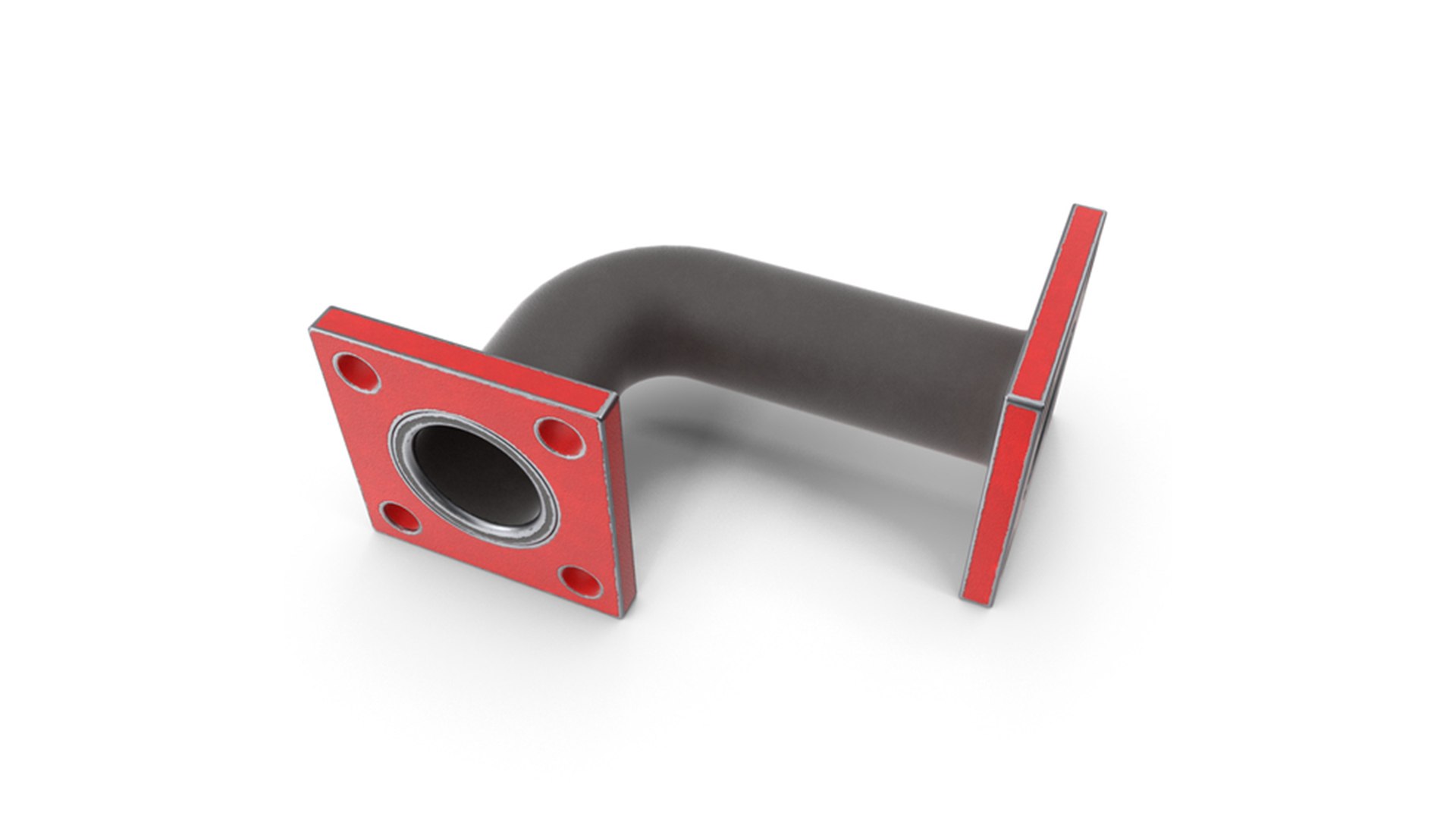 3D Double Square Flange Steel Painted Red PBR Model - TurboSquid 2299864