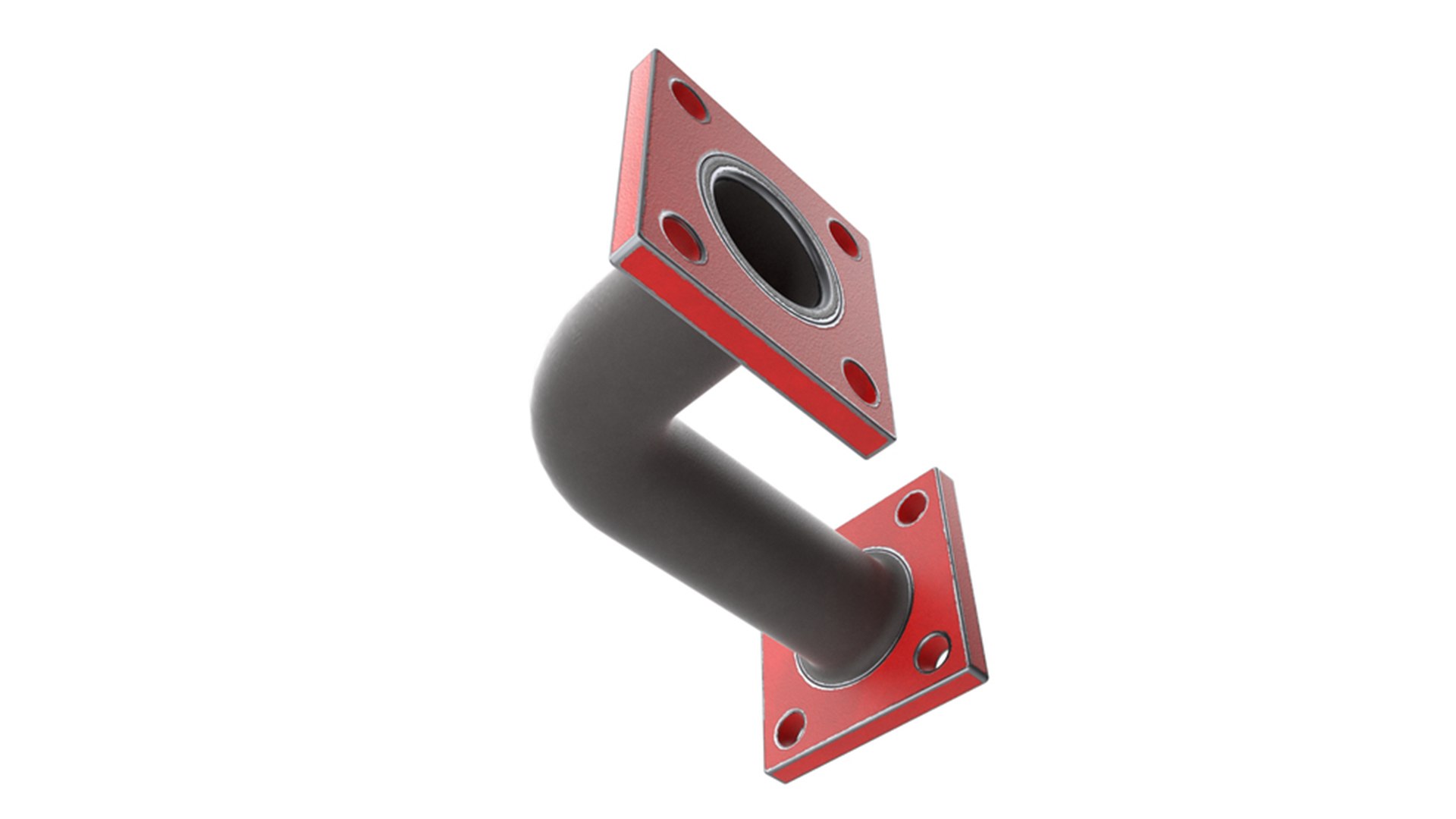 3D Double Square Flange Steel Painted Red PBR Model - TurboSquid 2299864
