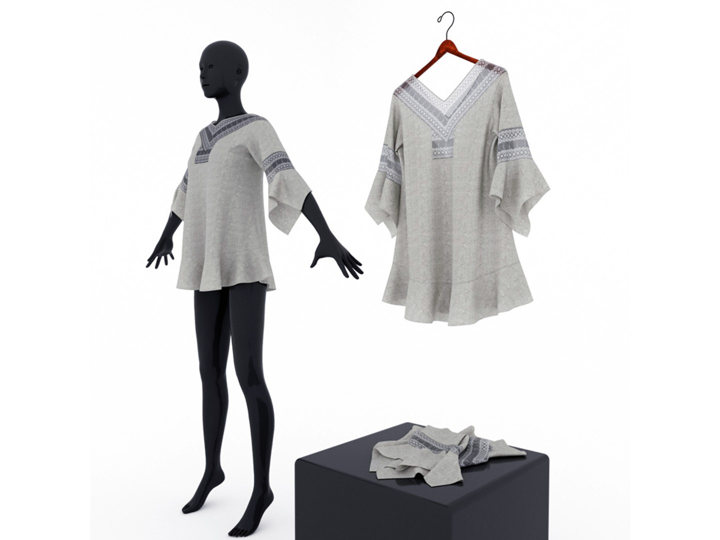 Women S Blouse Lace 3D Model - TurboSquid 1350100