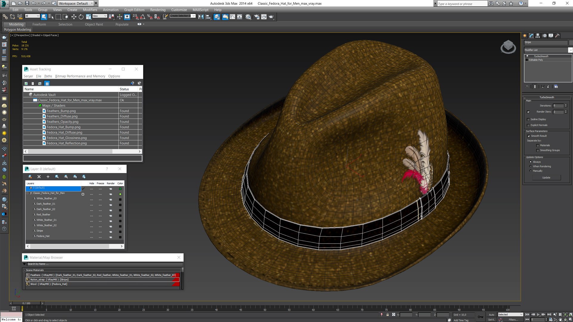 3D Classic Fedora Hat For Men - TurboSquid 2127788
