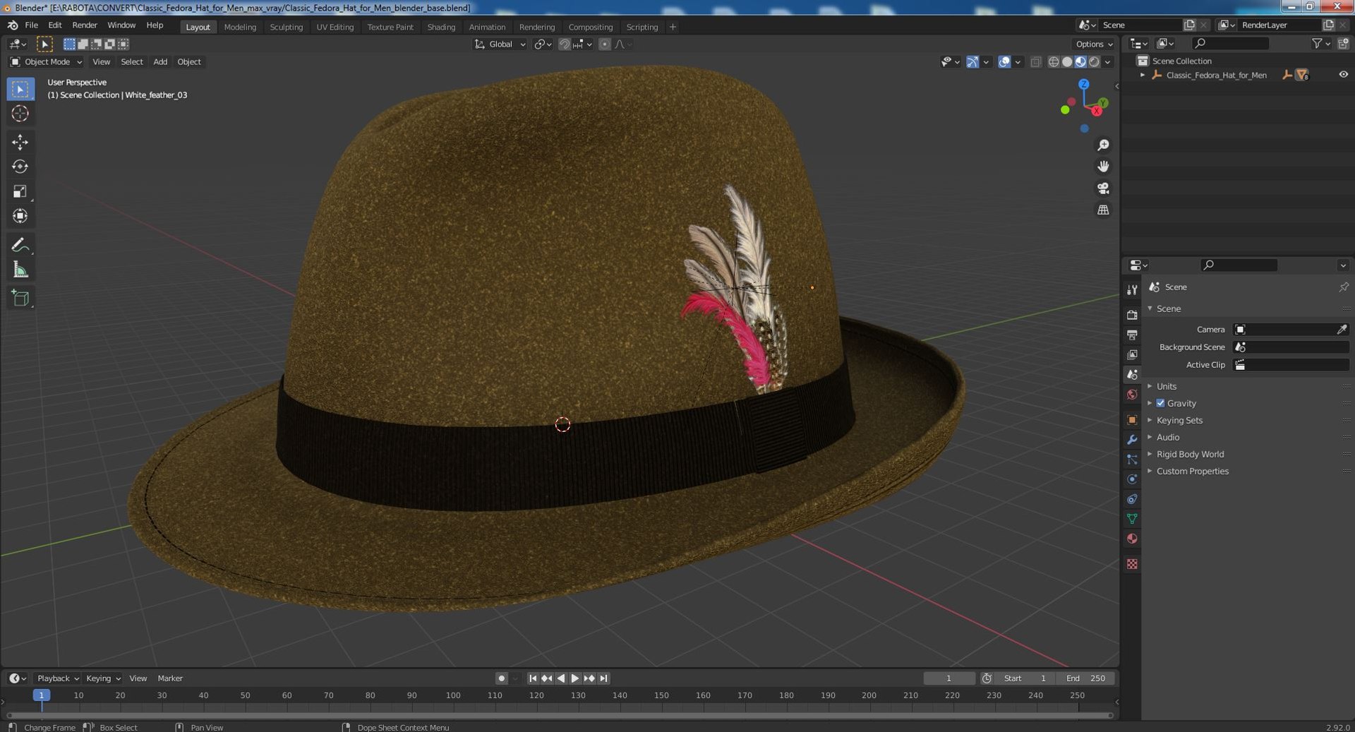 3D Classic Fedora Hat For Men - TurboSquid 2127788