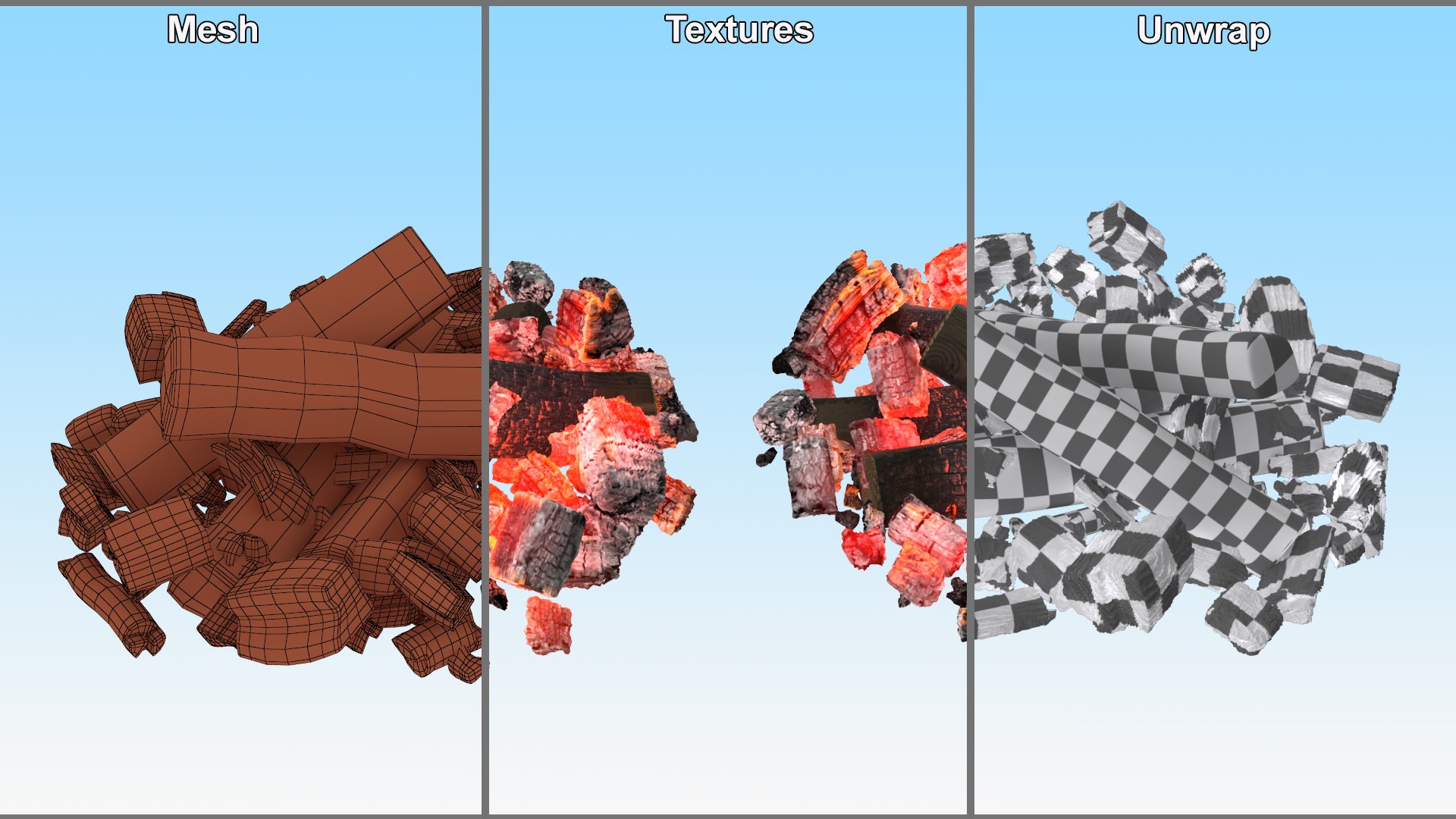 Smoldering Firewood 3D Model - TurboSquid 2312666