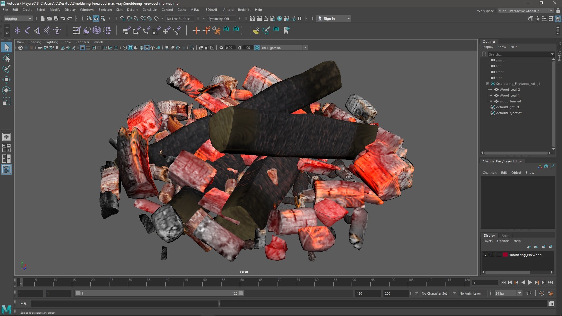 Smoldering Firewood 3D Model - TurboSquid 2312666