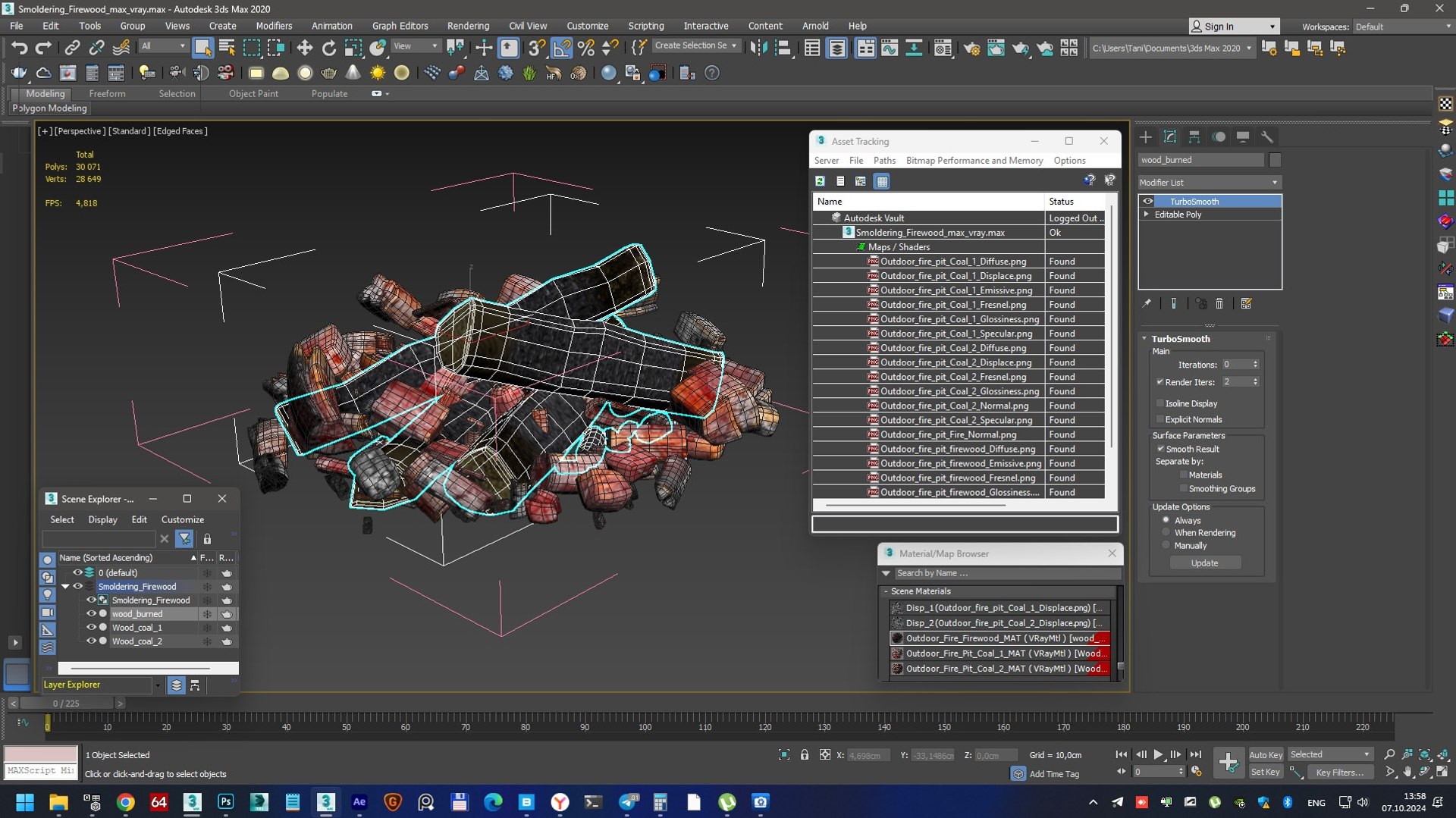 Smoldering Firewood 3D Model - TurboSquid 2312666