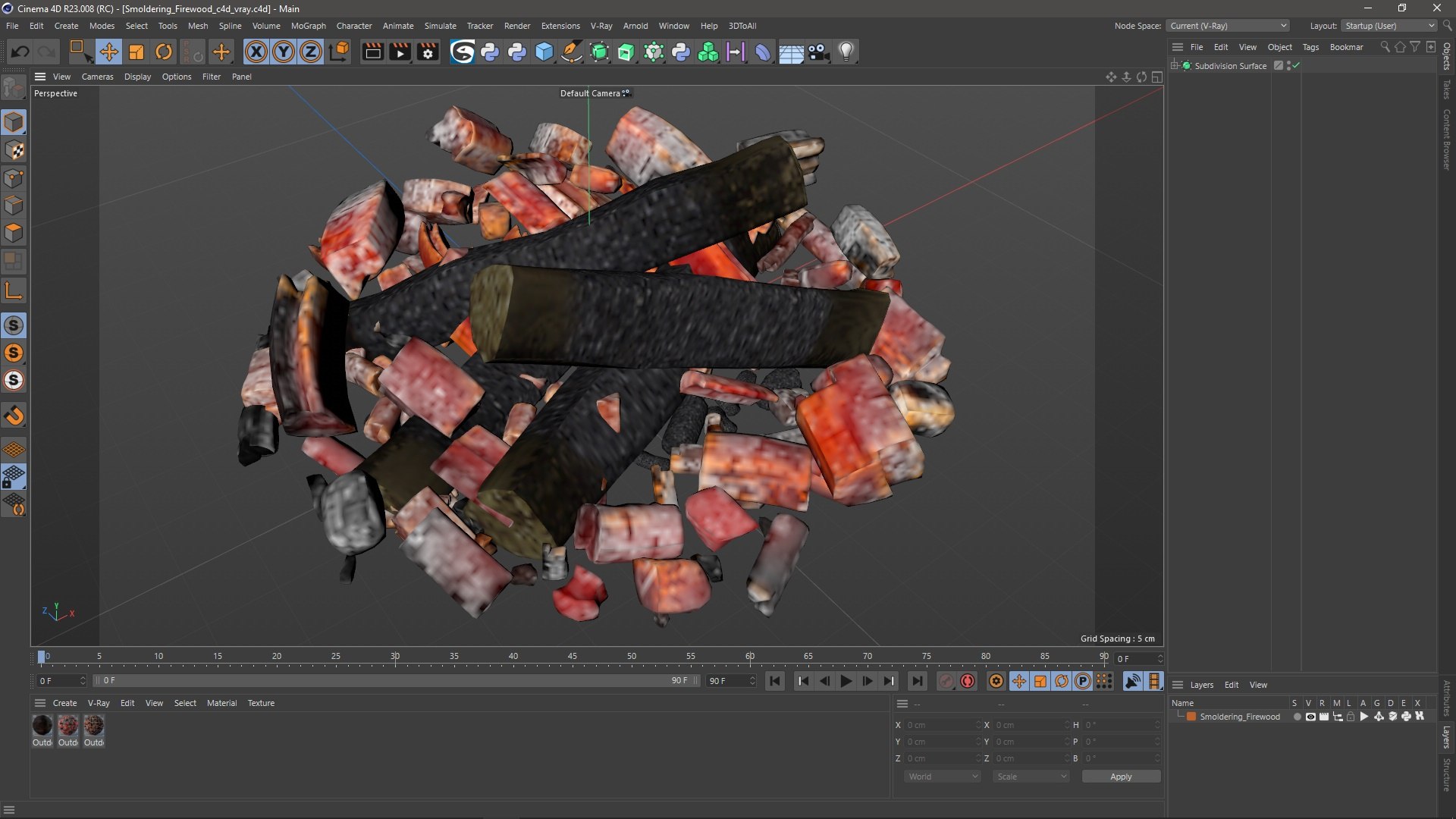 Smoldering Firewood 3D Model - TurboSquid 2312666