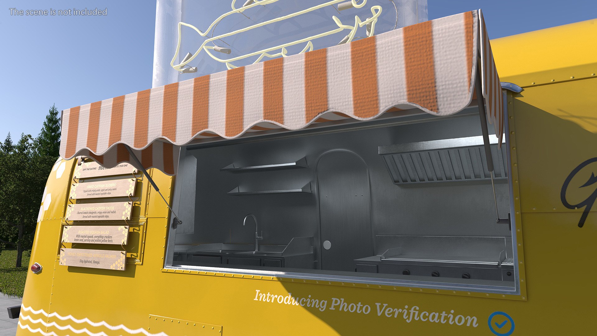 3D model Modern Fish Food Truck Yellow - TurboSquid 2054436