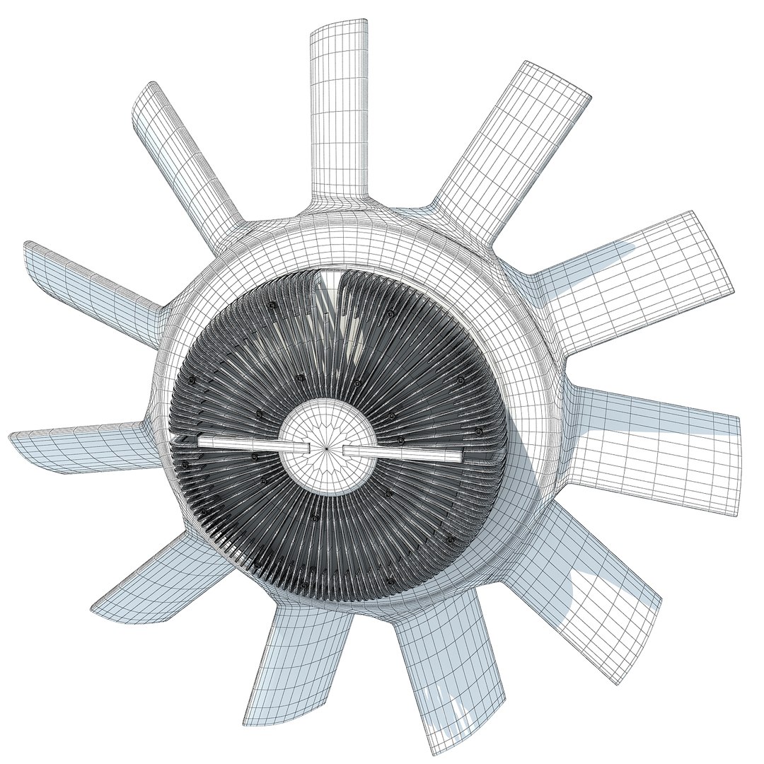 3d engine cooling fan modeled model