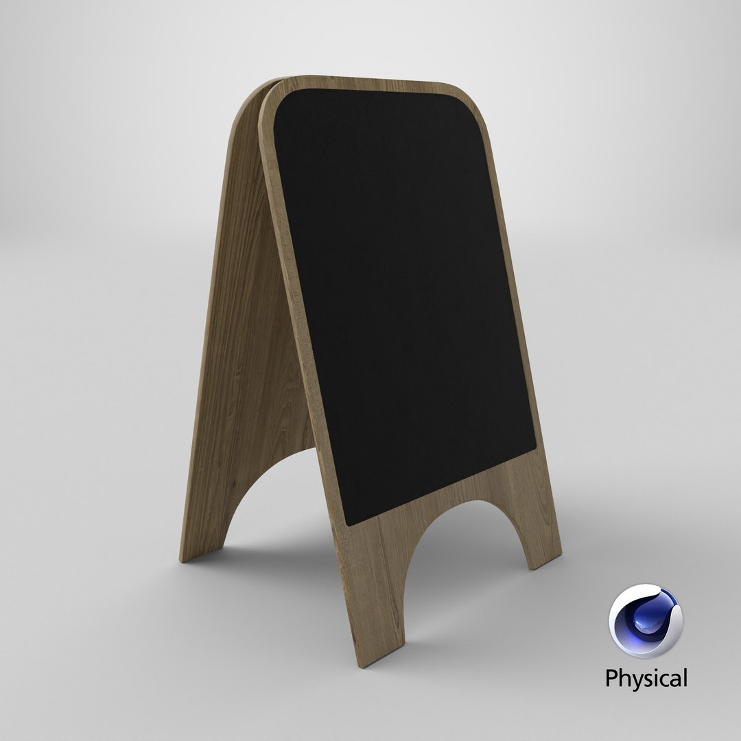 Customizable Modern Wooden A-Frame Chalkboard Sign Model - TurboSquid ...