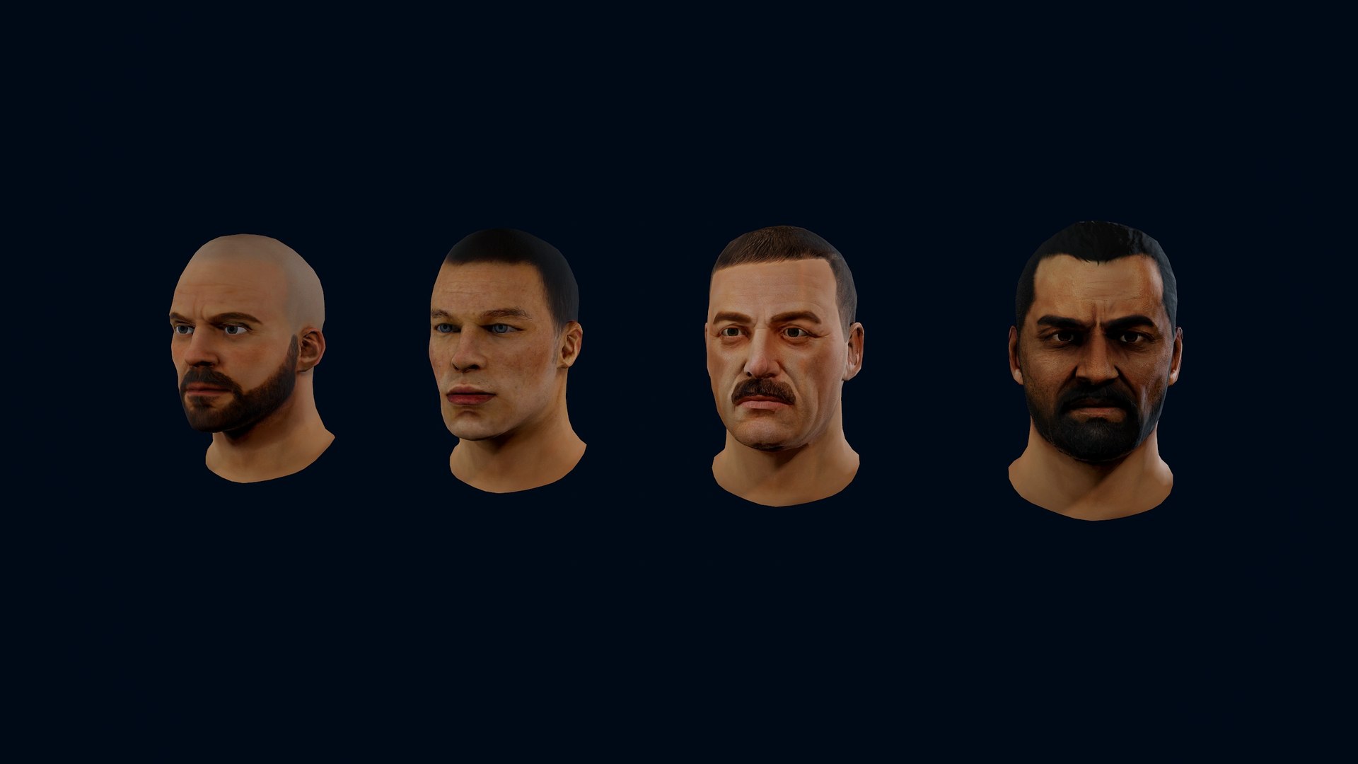 4 Male Heads model - TurboSquid 1732836