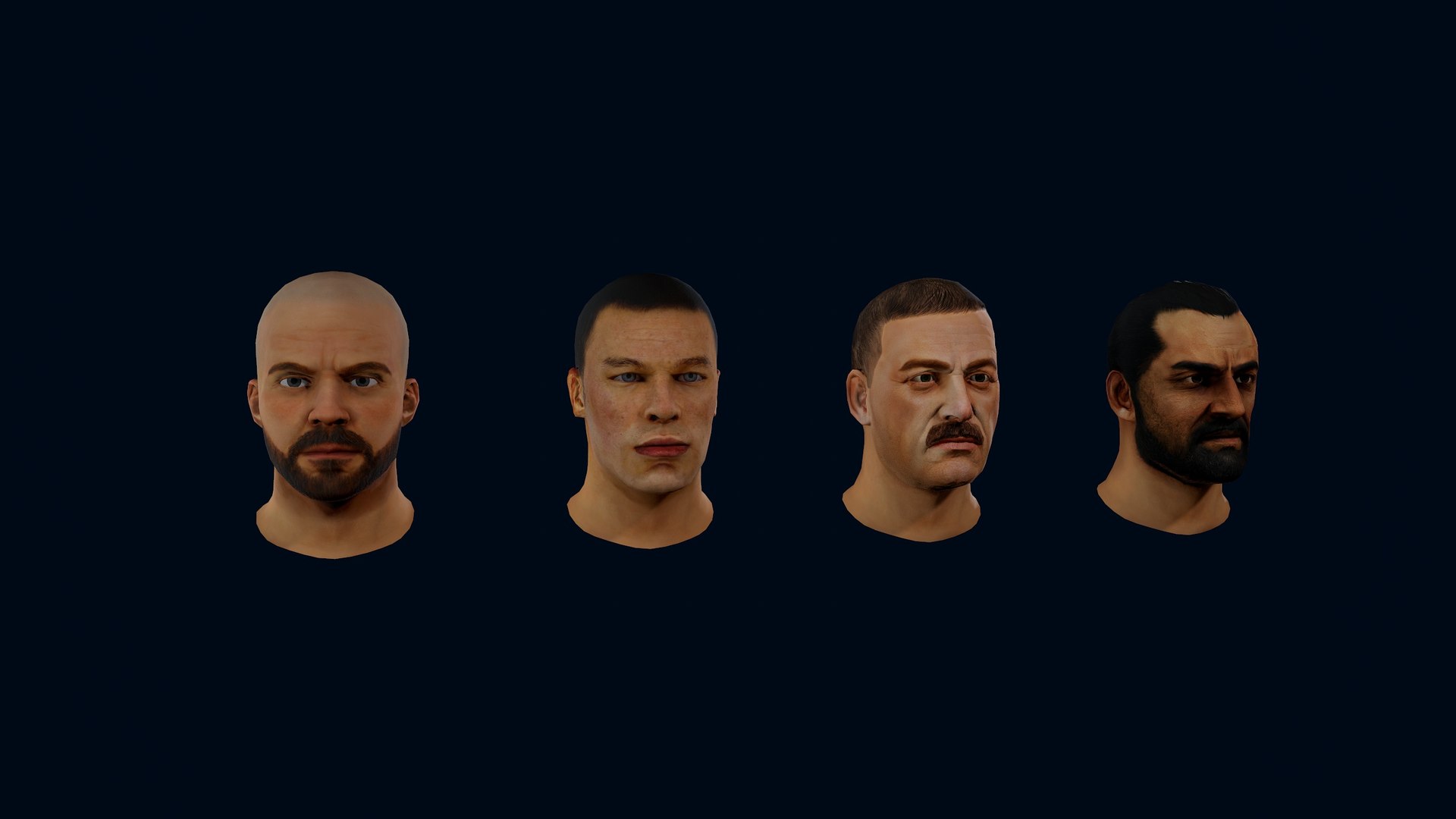 4 Male Heads model - TurboSquid 1732836