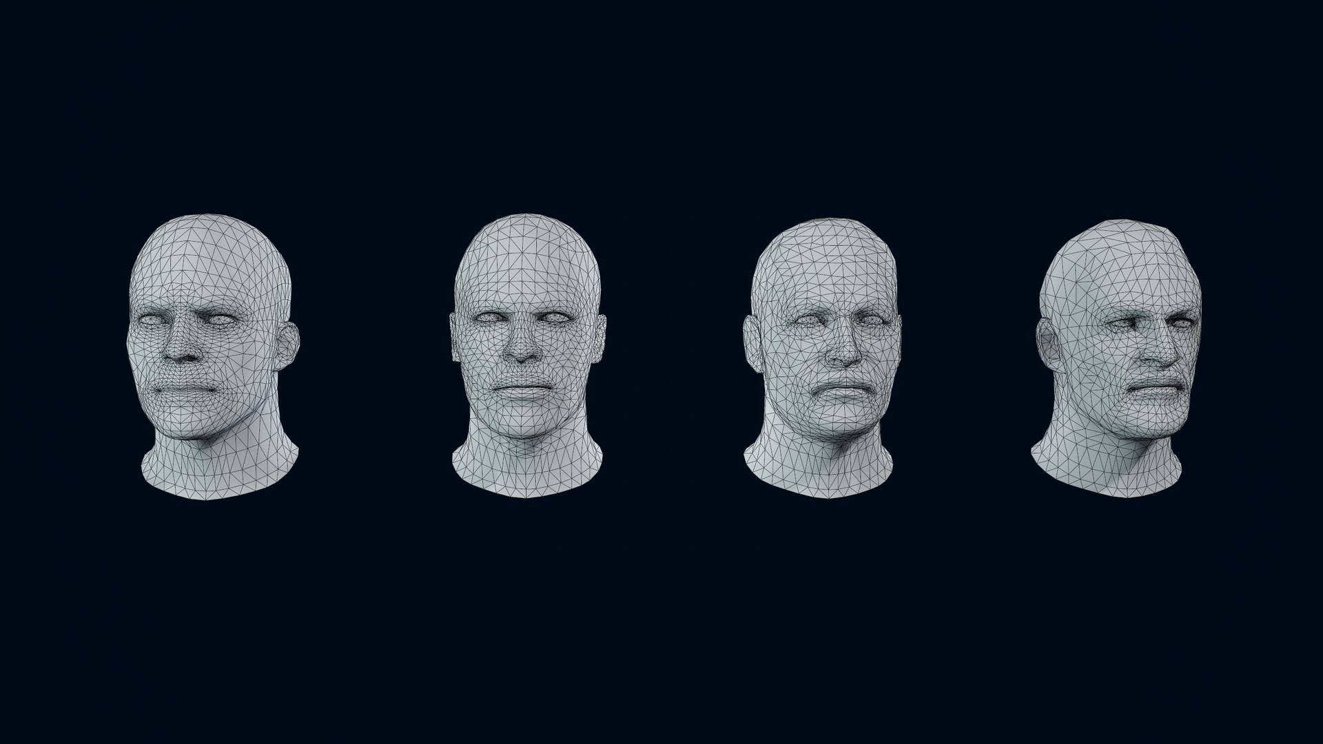 4 Male Heads model - TurboSquid 1732836