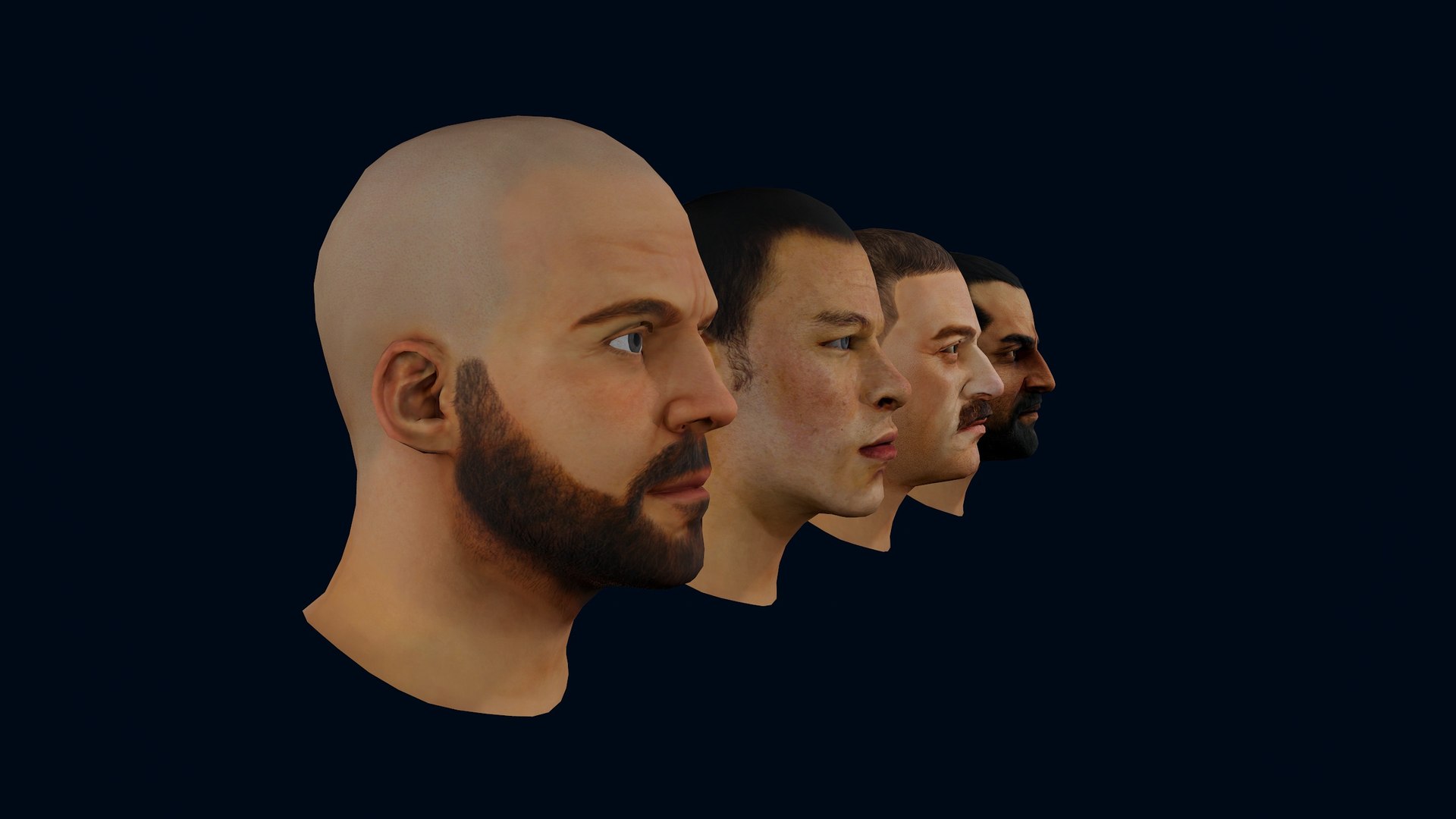 4 Male Heads model - TurboSquid 1732836