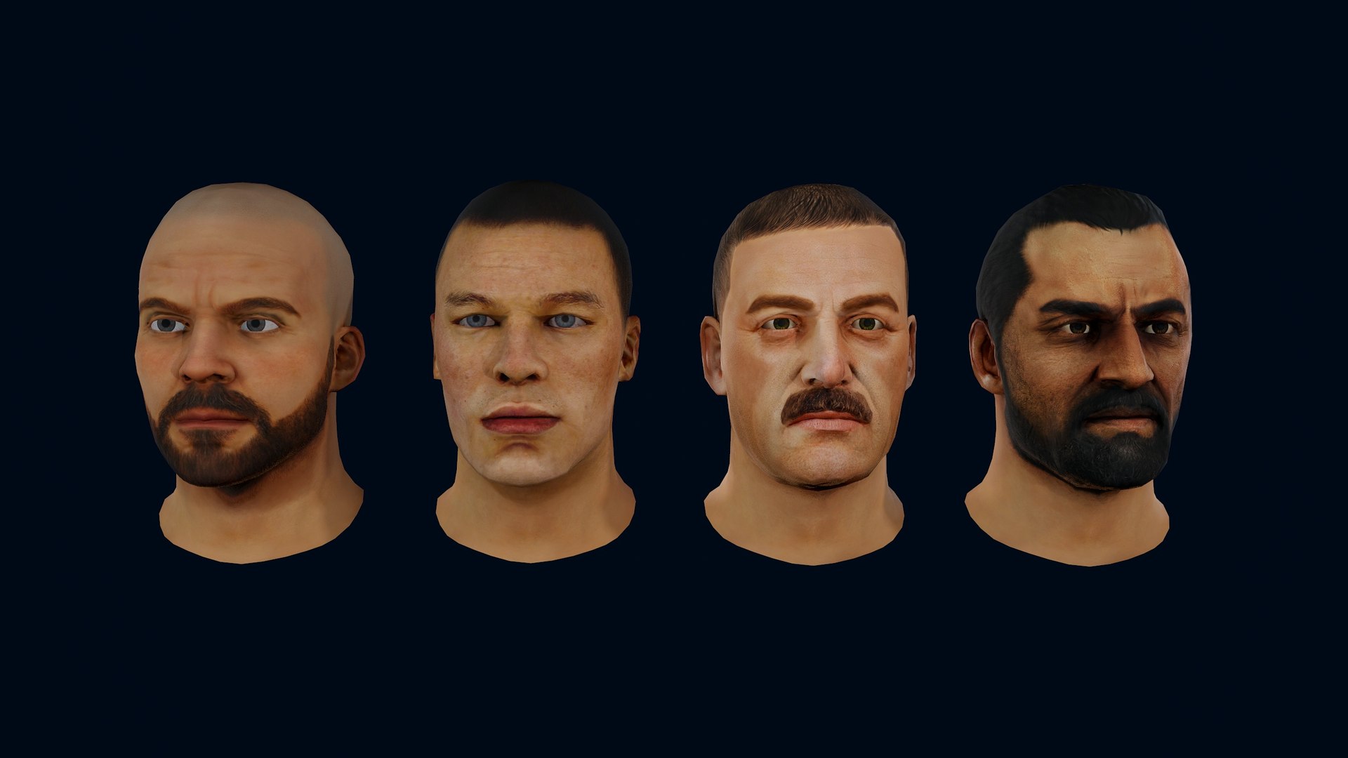 4 Male Heads model - TurboSquid 1732836