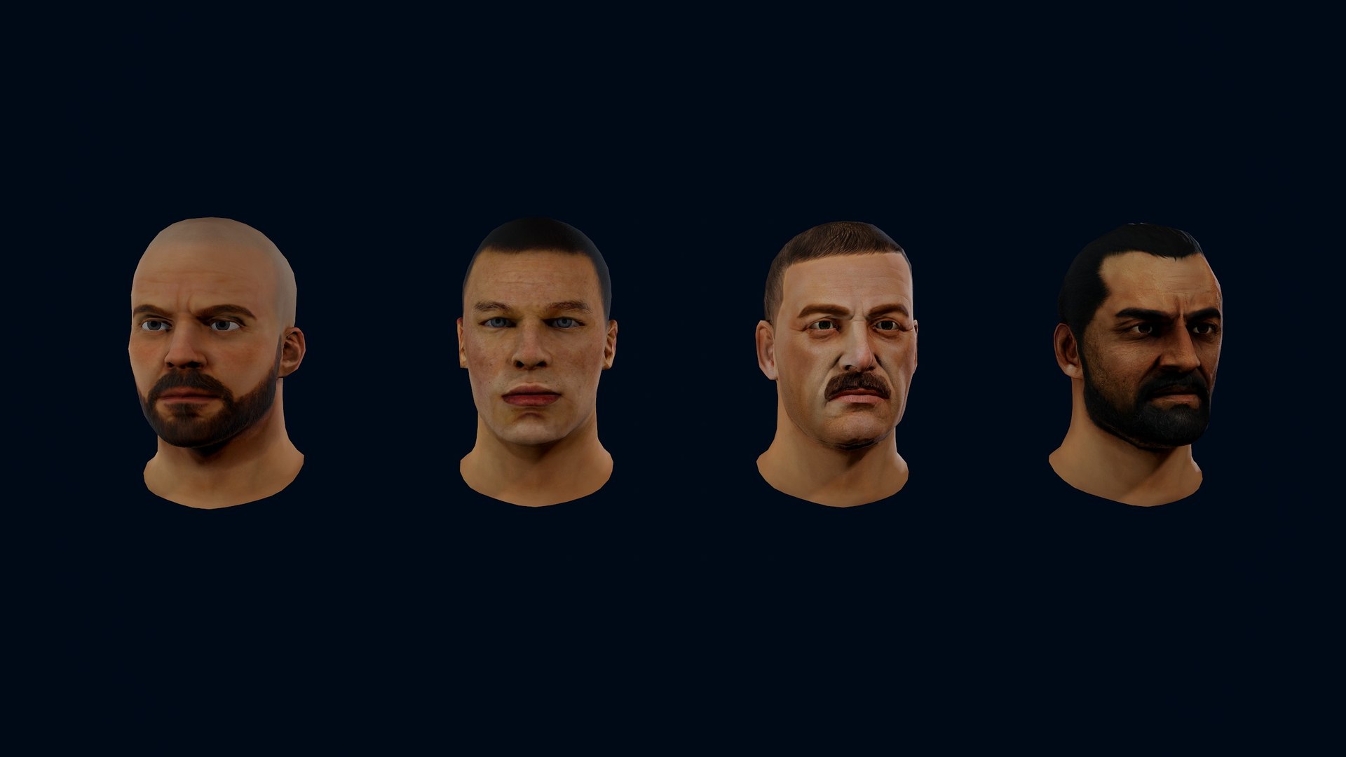 4 Male Heads model - TurboSquid 1732836