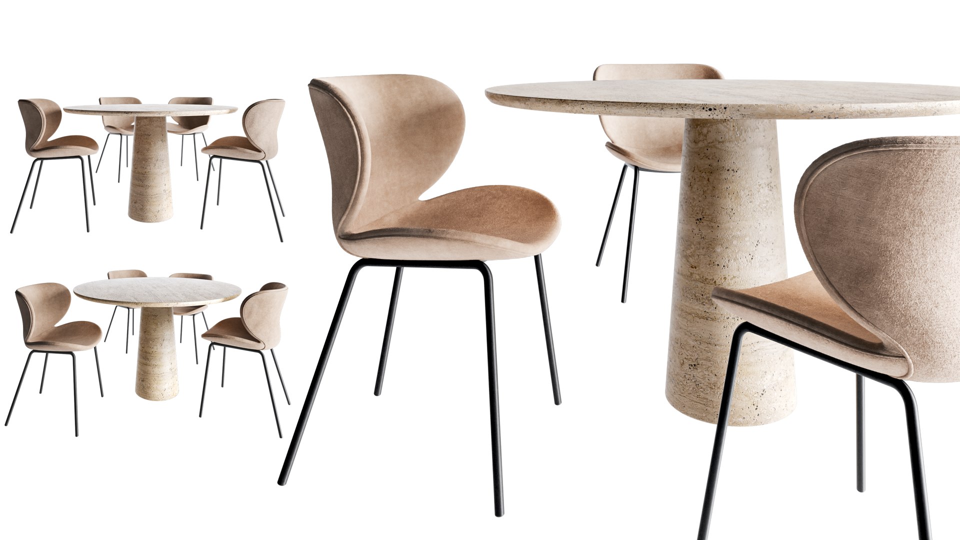 3D Cellini round dining table and Hamilton chair - TurboSquid 2167894