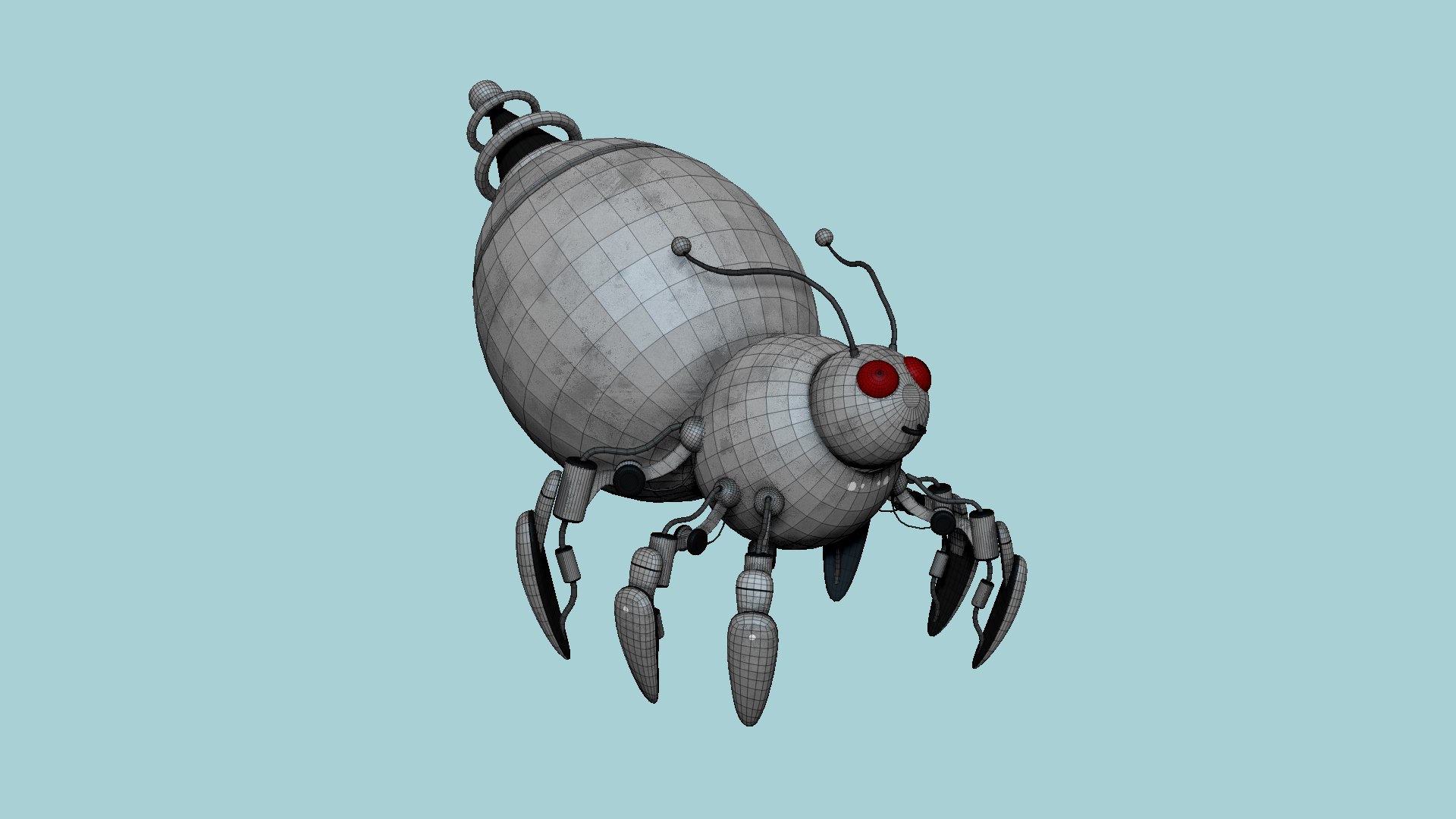 Cute Robot E10 Steel Dark - SciFi Character Design 3D Model ...
