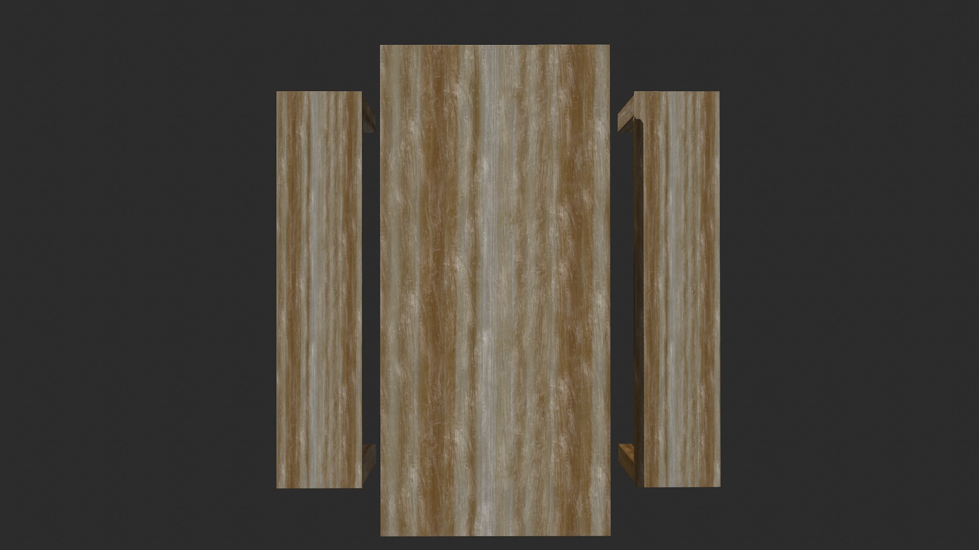 3D Wooden Table X2 Benches - Low Poly - Game ReadyTextured - TurboSquid ...