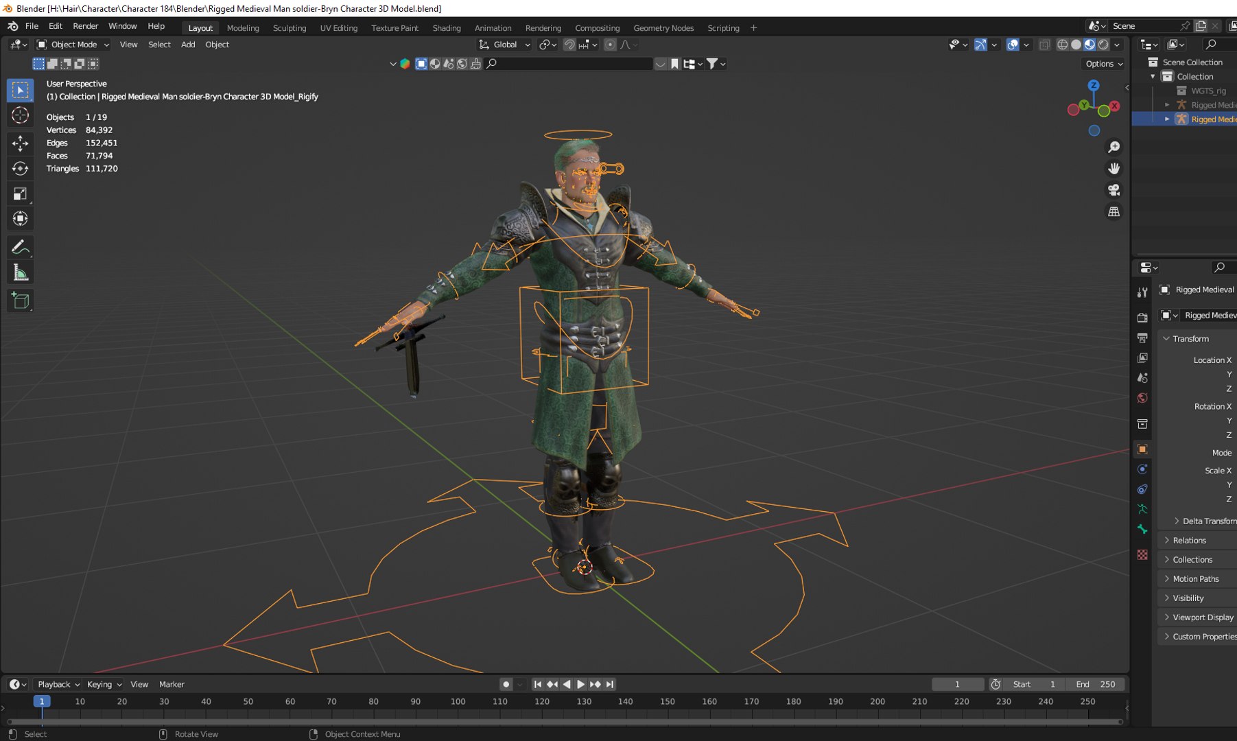 Realistic Rigged Medieval Man Soldier-Bryn Character 3D Model Model ...