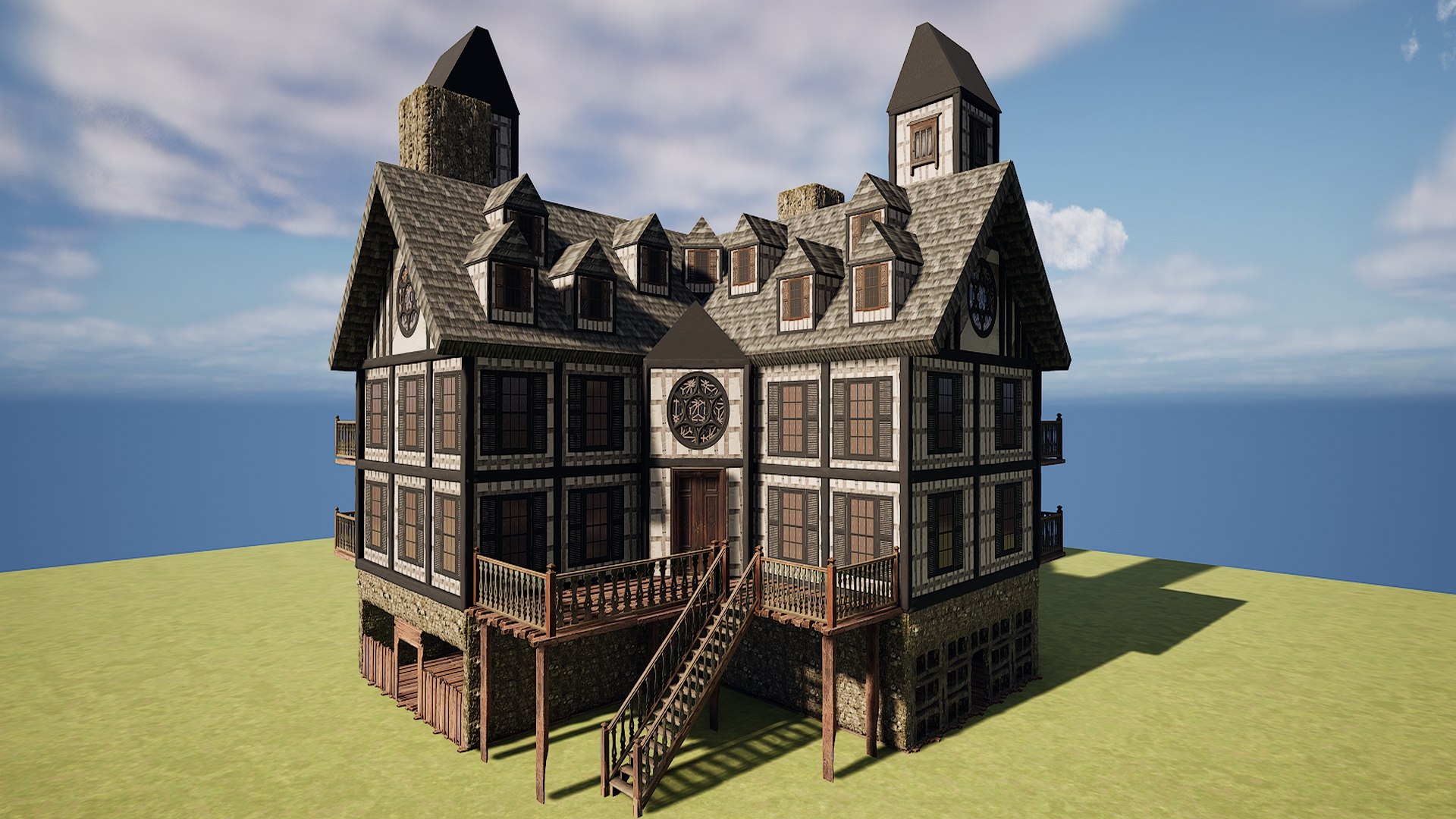 Medieval Fantasy House-Mansion-Manor-Hotel Model - TurboSquid 2292102