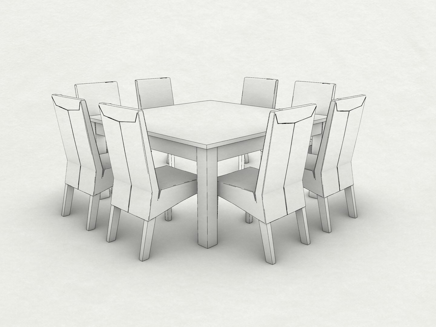 Dining Table 1600x1600 Chairs 3D Model - TurboSquid 2275910